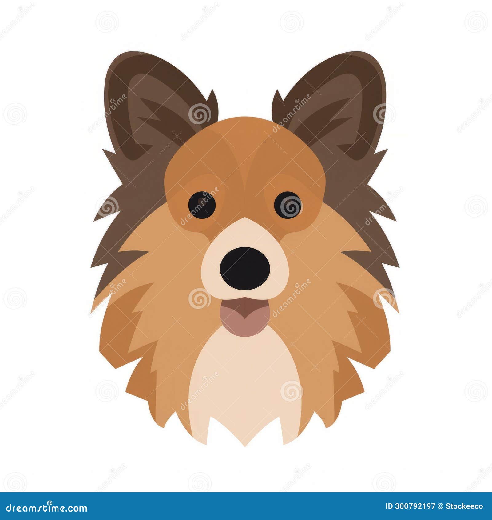 Playful Flat Design Dog in Light Brown and Brown Colors Stock ...