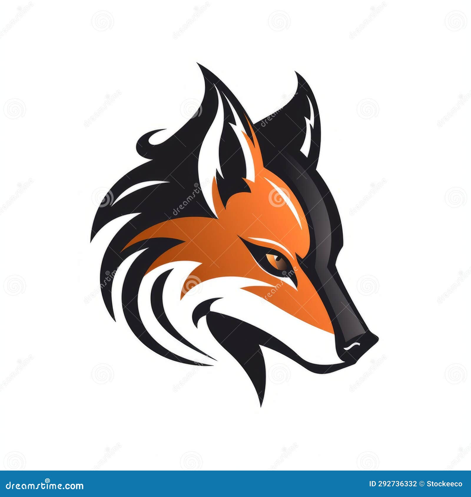 Playful Fox Mascot Logo in Light Orange and Black Stock Illustration ...