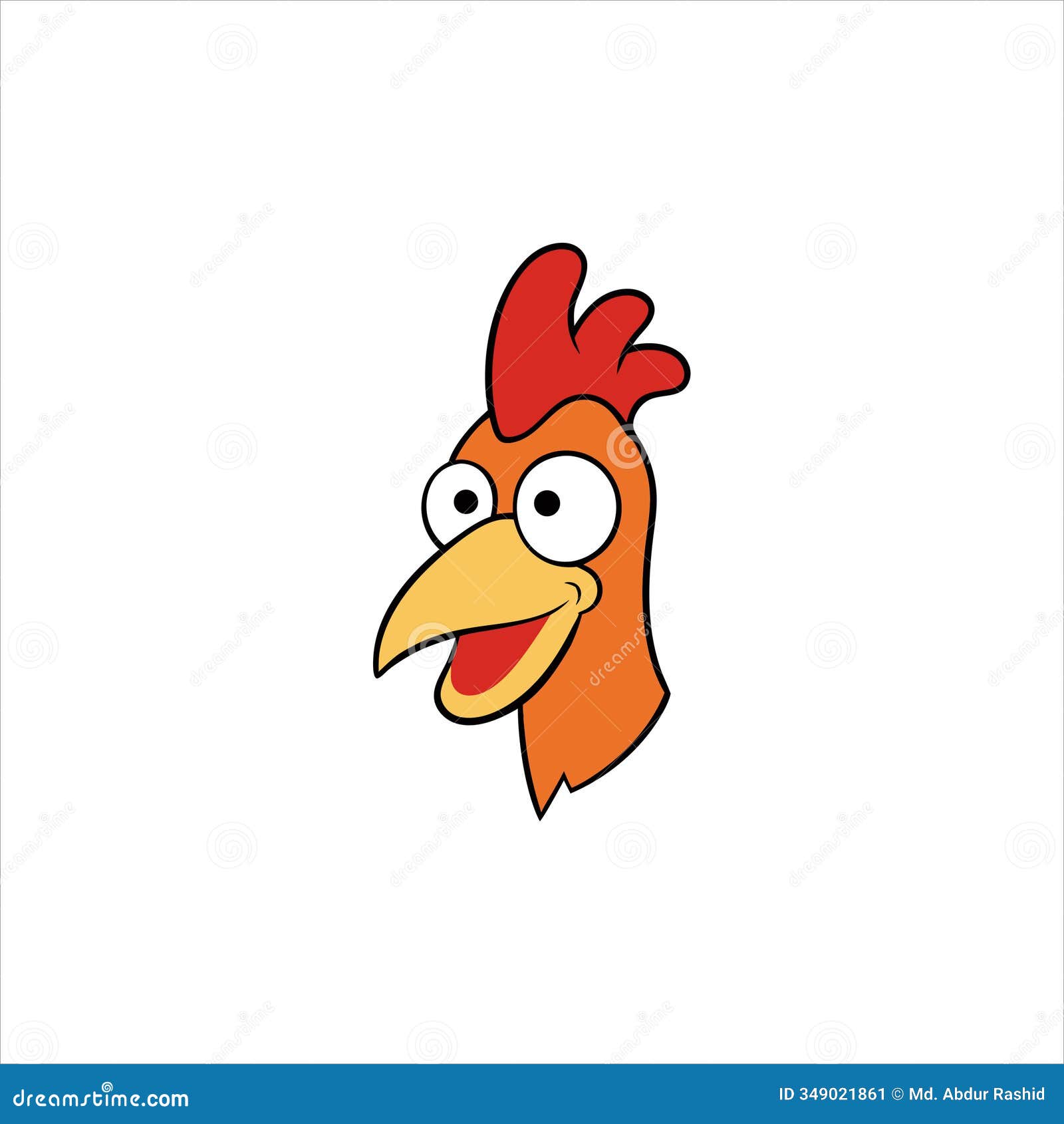 Playful Funky Chicken Head Cartoon Vector Illustration Stock ...