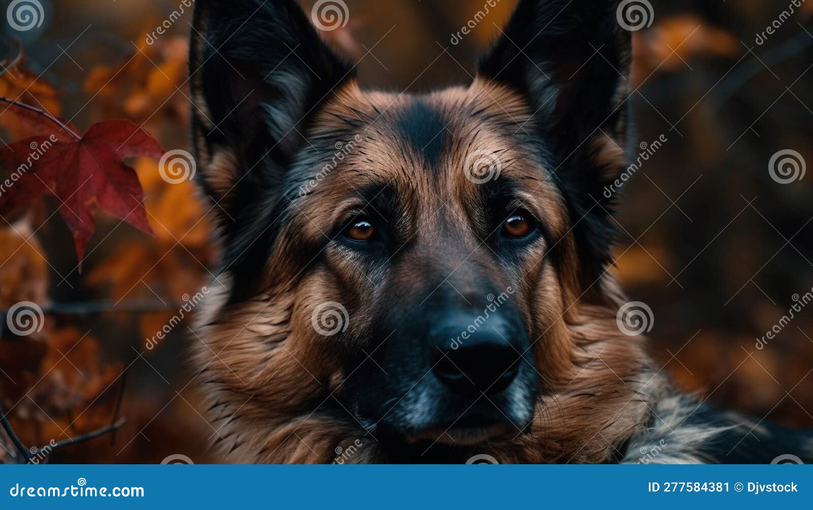 Playful German Shepherd Puppy Sitting in Autumn Forest, Looking Loyal ...