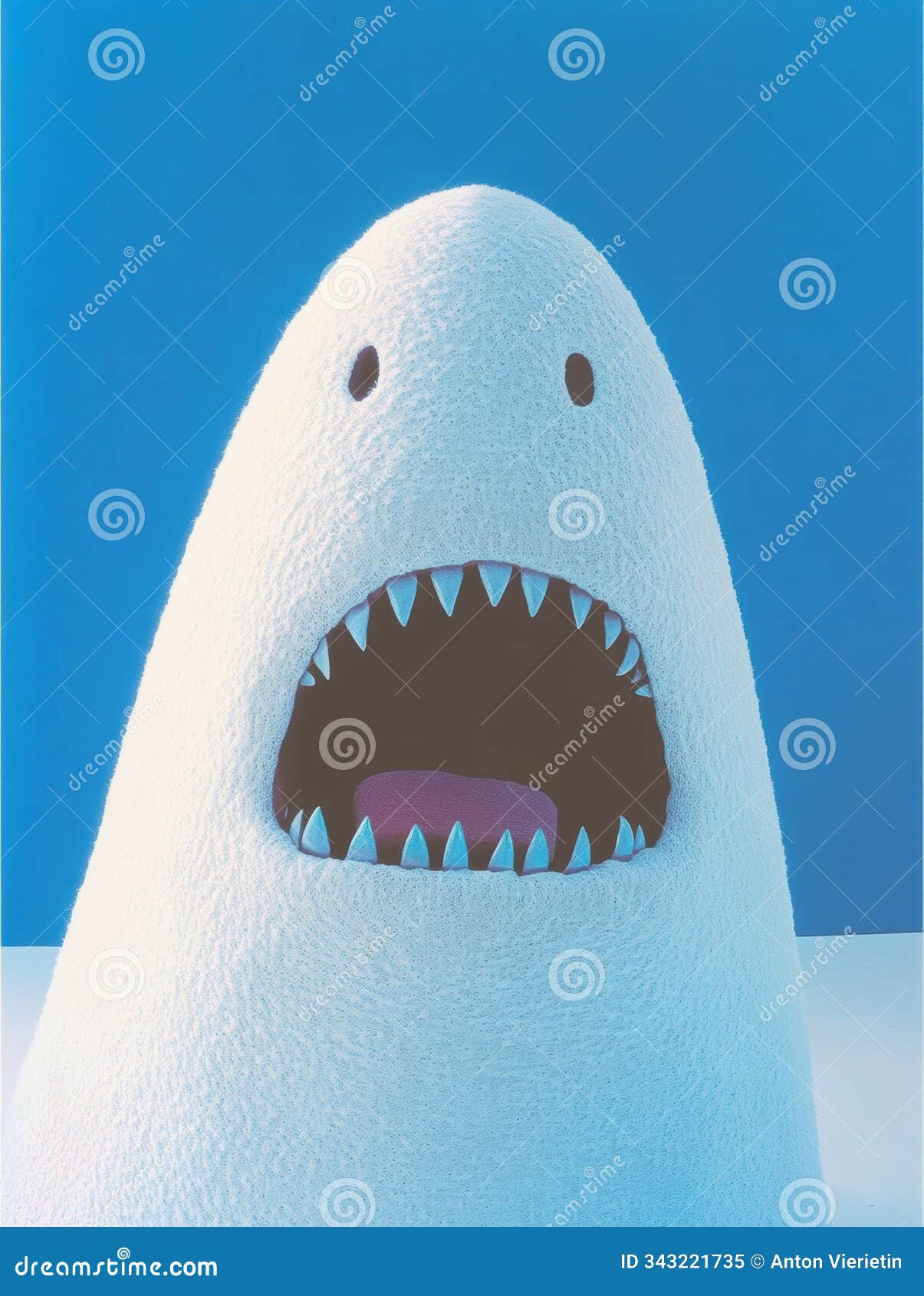 Playful, Ghost-like Figure with Sharp Teeth and Tiny Eyes, Blending ...