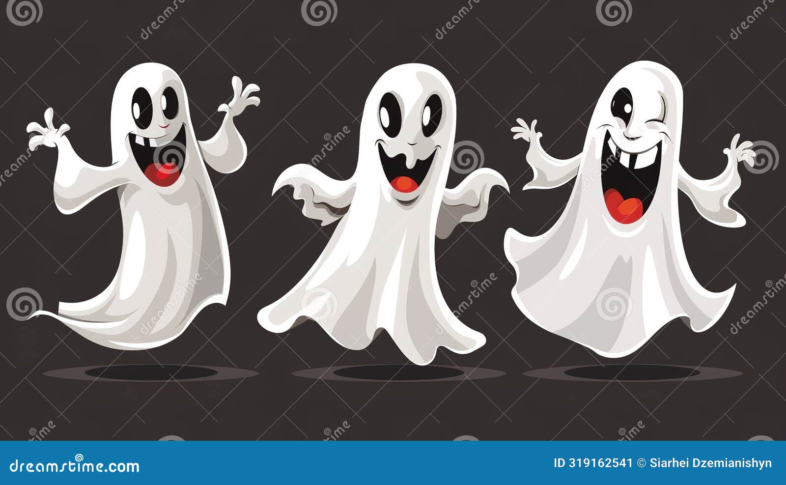 Playful Ghosts Expressing Different Emotions - Ghost Cartoon Characte ...