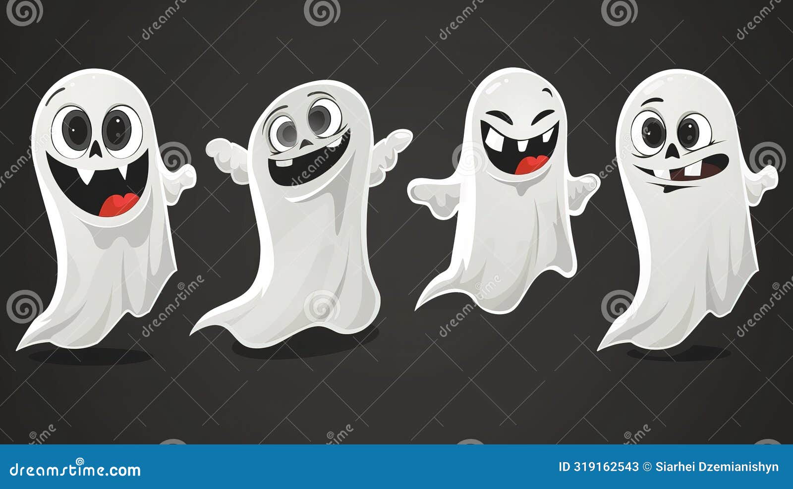 Playful Ghosts Expressing Different Emotions - Ghost Cartoon Characte ...