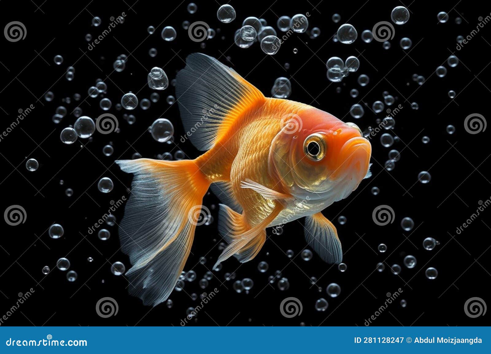 Playful Goldfish Blows Tiny Bubbles in the Water Stock Illustration ...