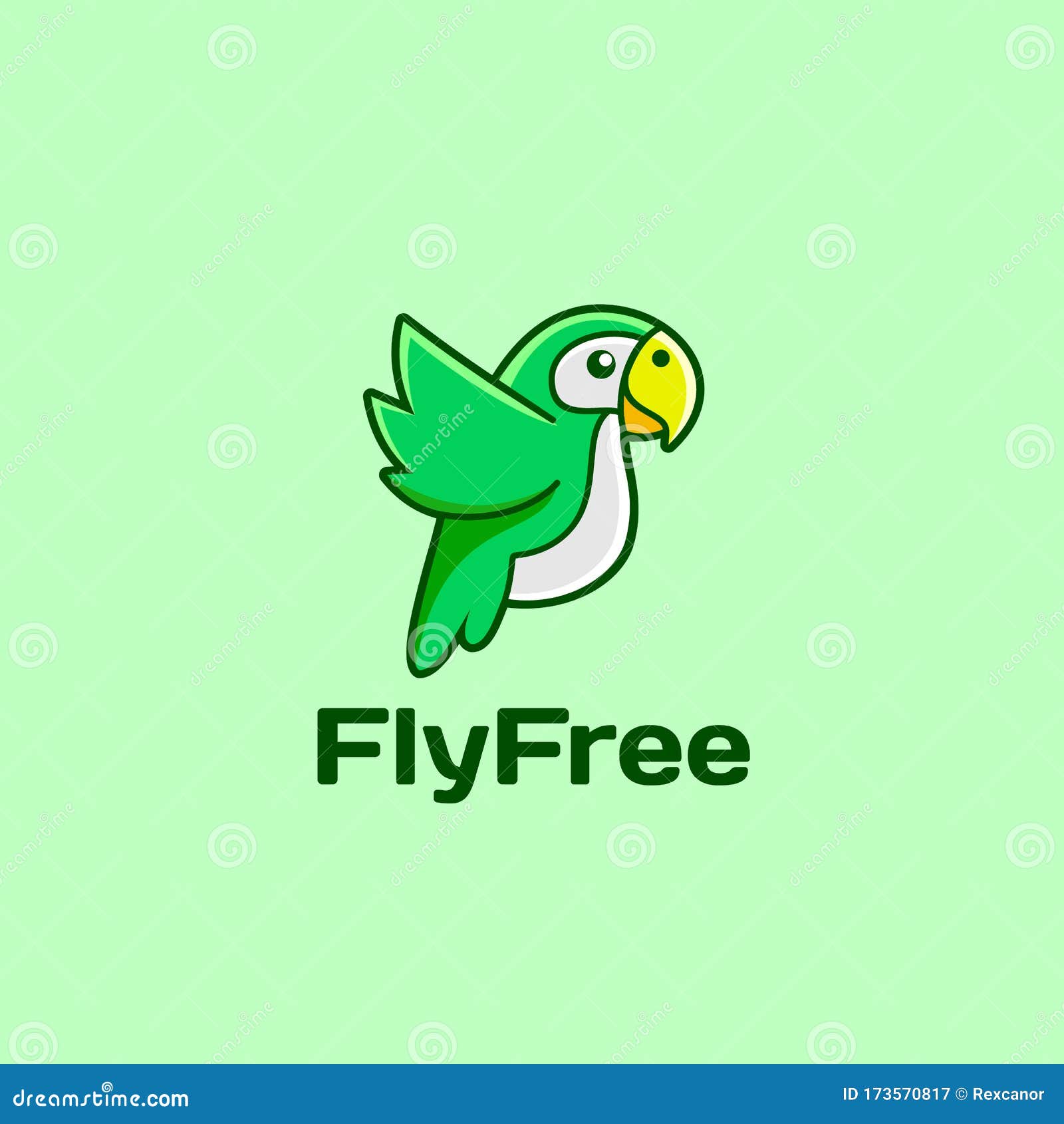 Green Parrot Bird Fun Fly Logo Design Stock Vector - Illustration of ...
