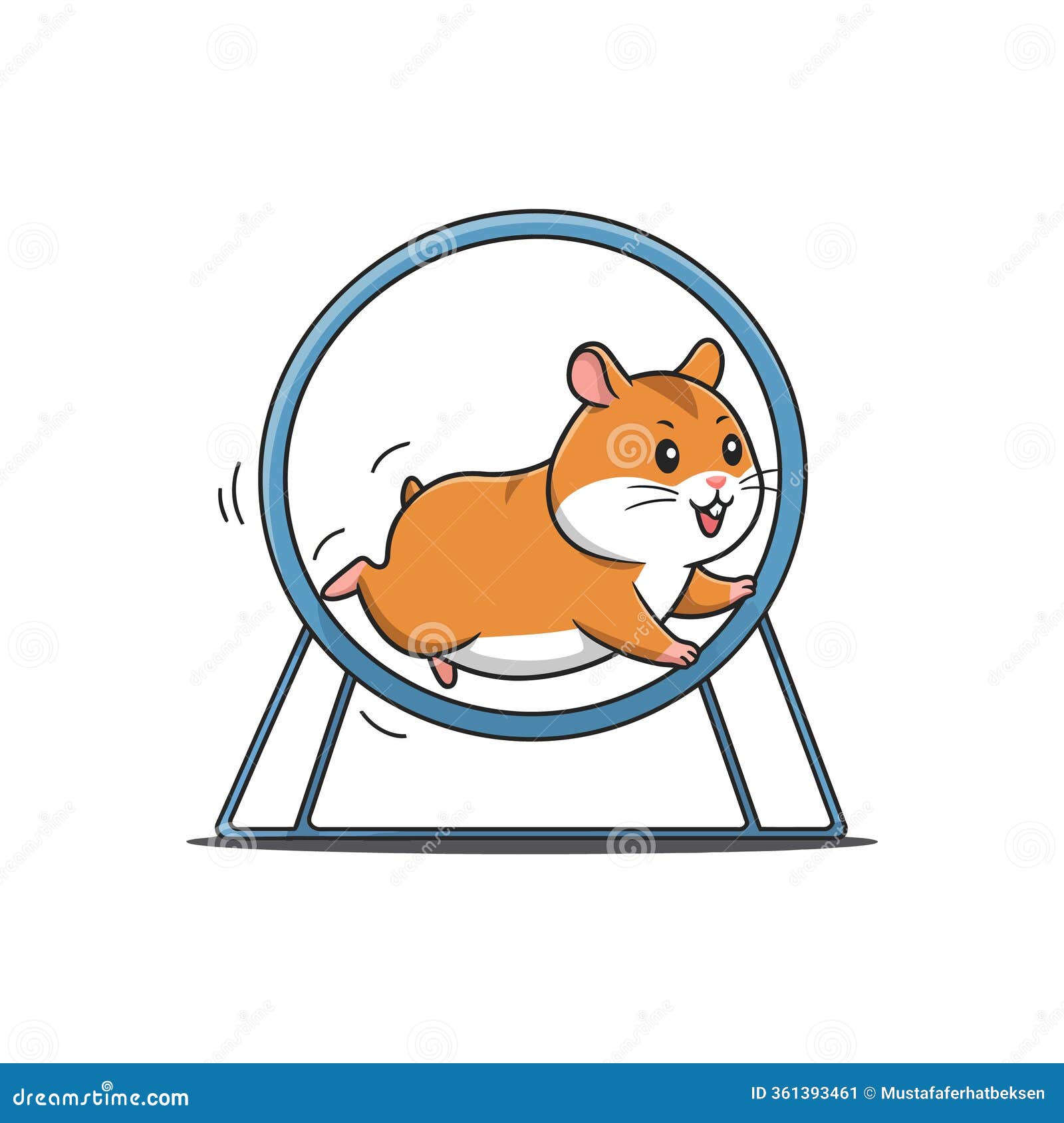 Playful Hamster Running on a Wheel in Flat Vector Art Stock Vector ...