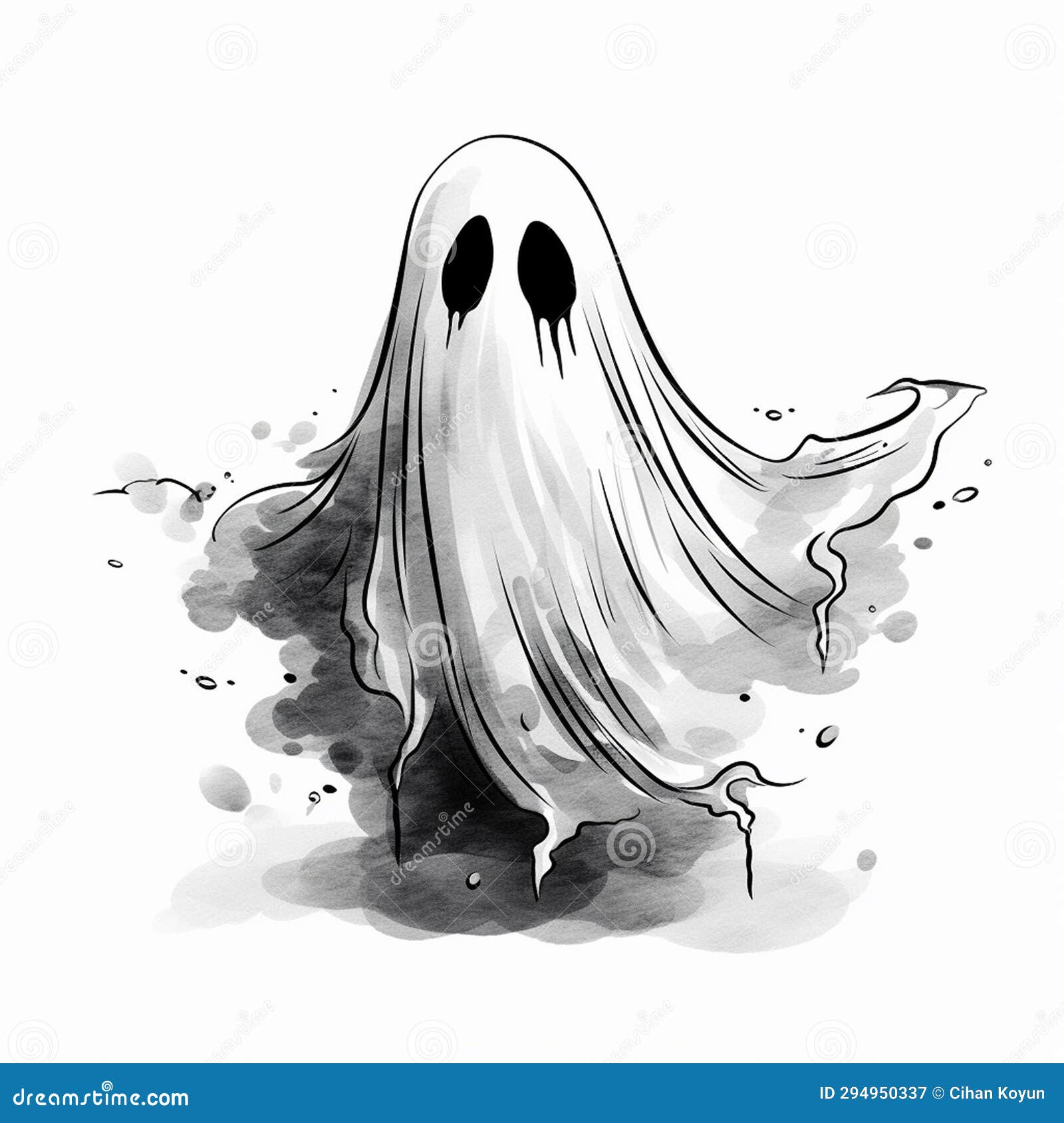 Playful Hand-Drawn Halloween Ghost Stock Illustration - Illustration of ...
