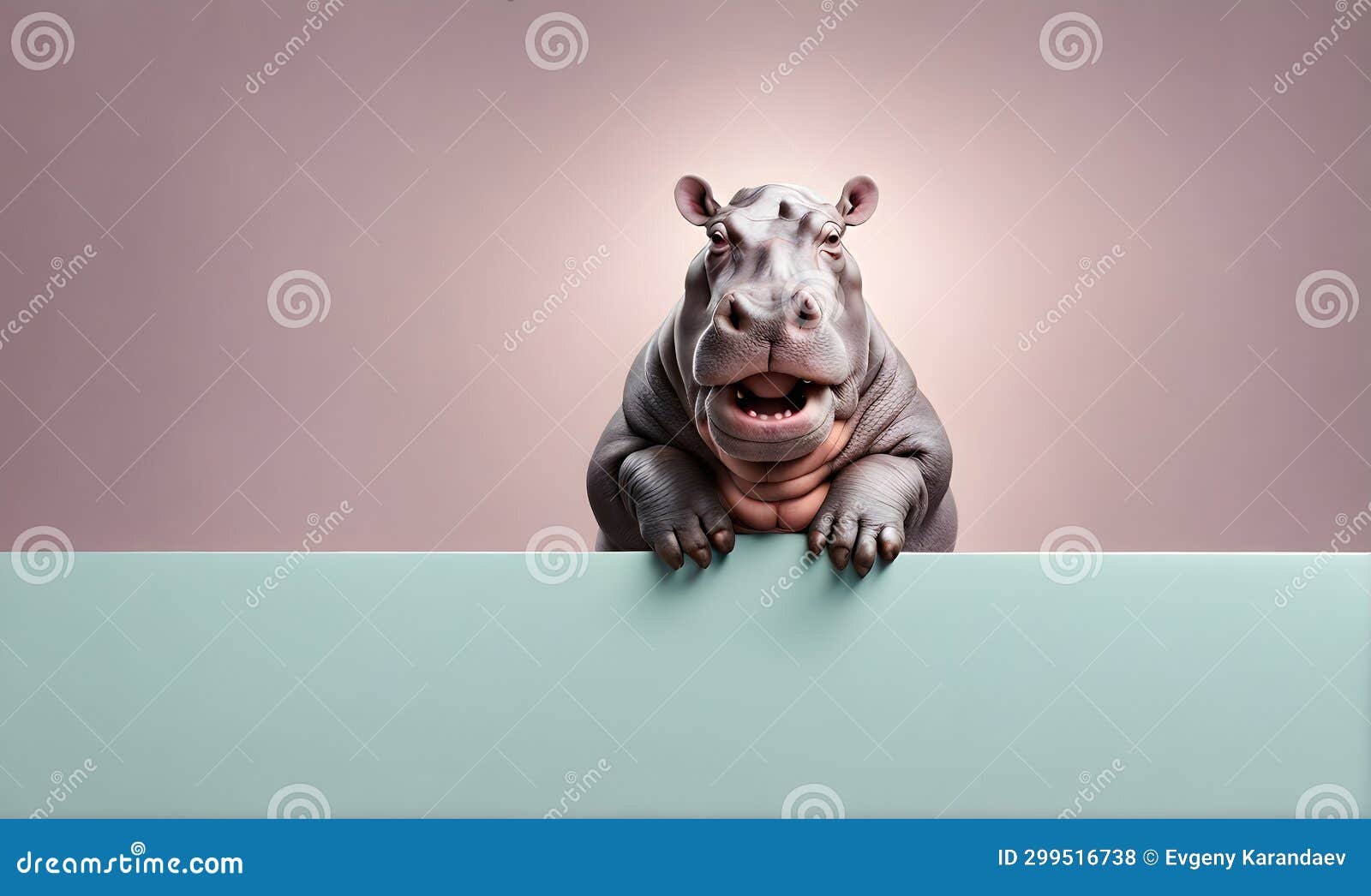 Playful Hippo, a Delightful and Amusing Scene Stock Illustration ...