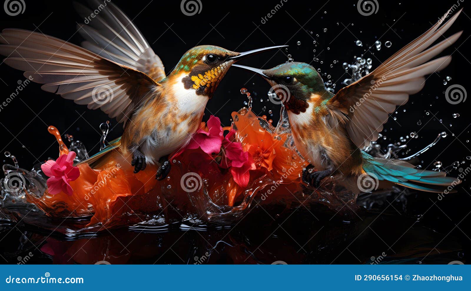 The hovering hummingbird. stock illustration. Illustration of yellow ...