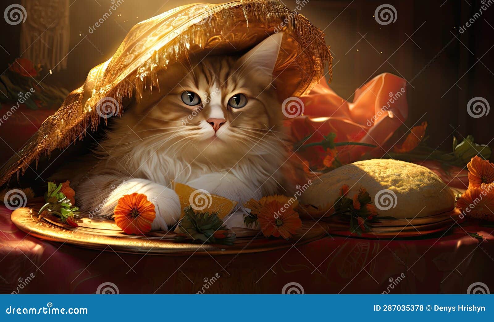 The Playful Illustration Depicts a Curious Cat Exploring the Kitchen ...