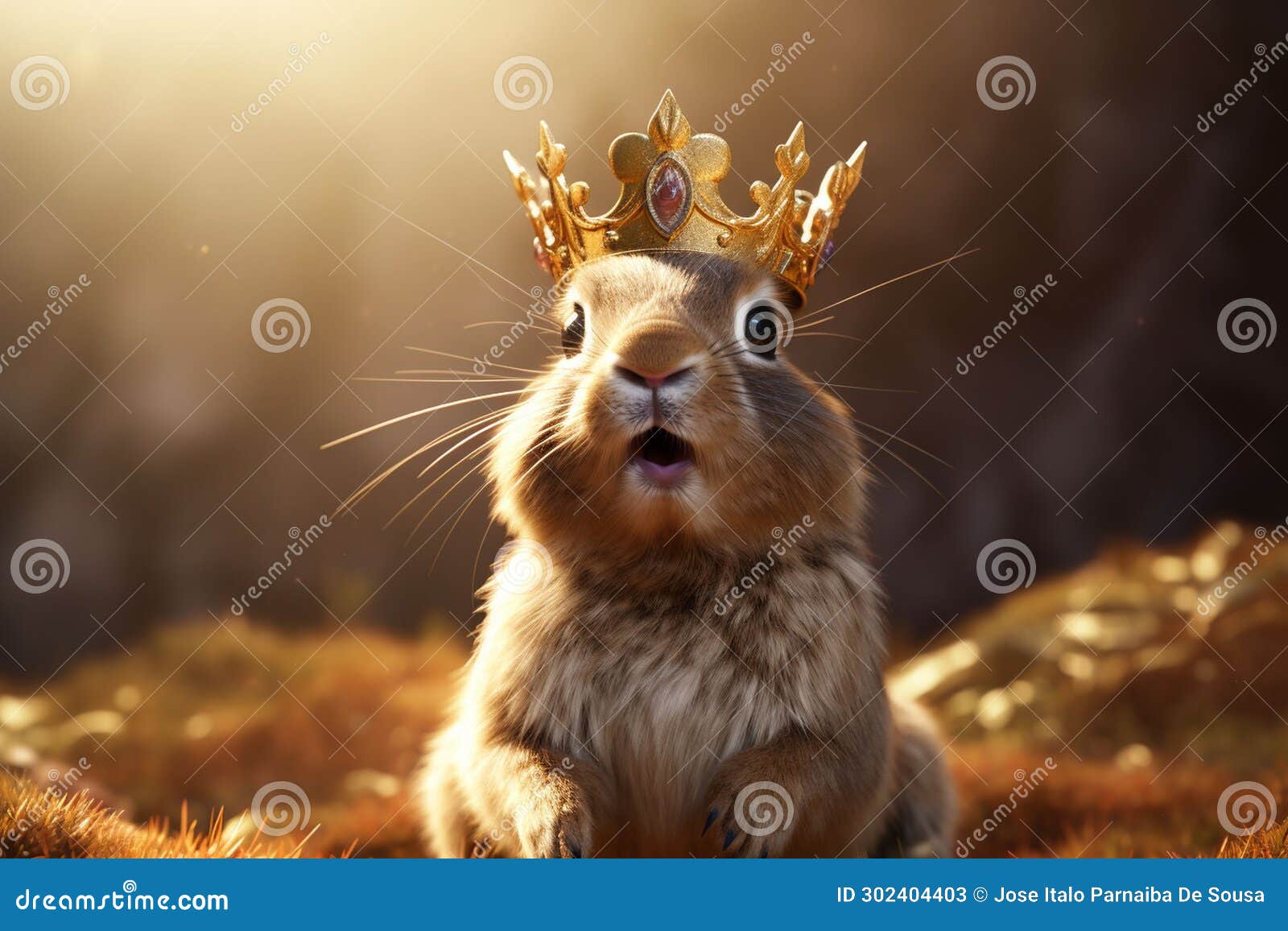 Playful Illustration of a Rabbit Wearing a Crown Stock Illustration ...