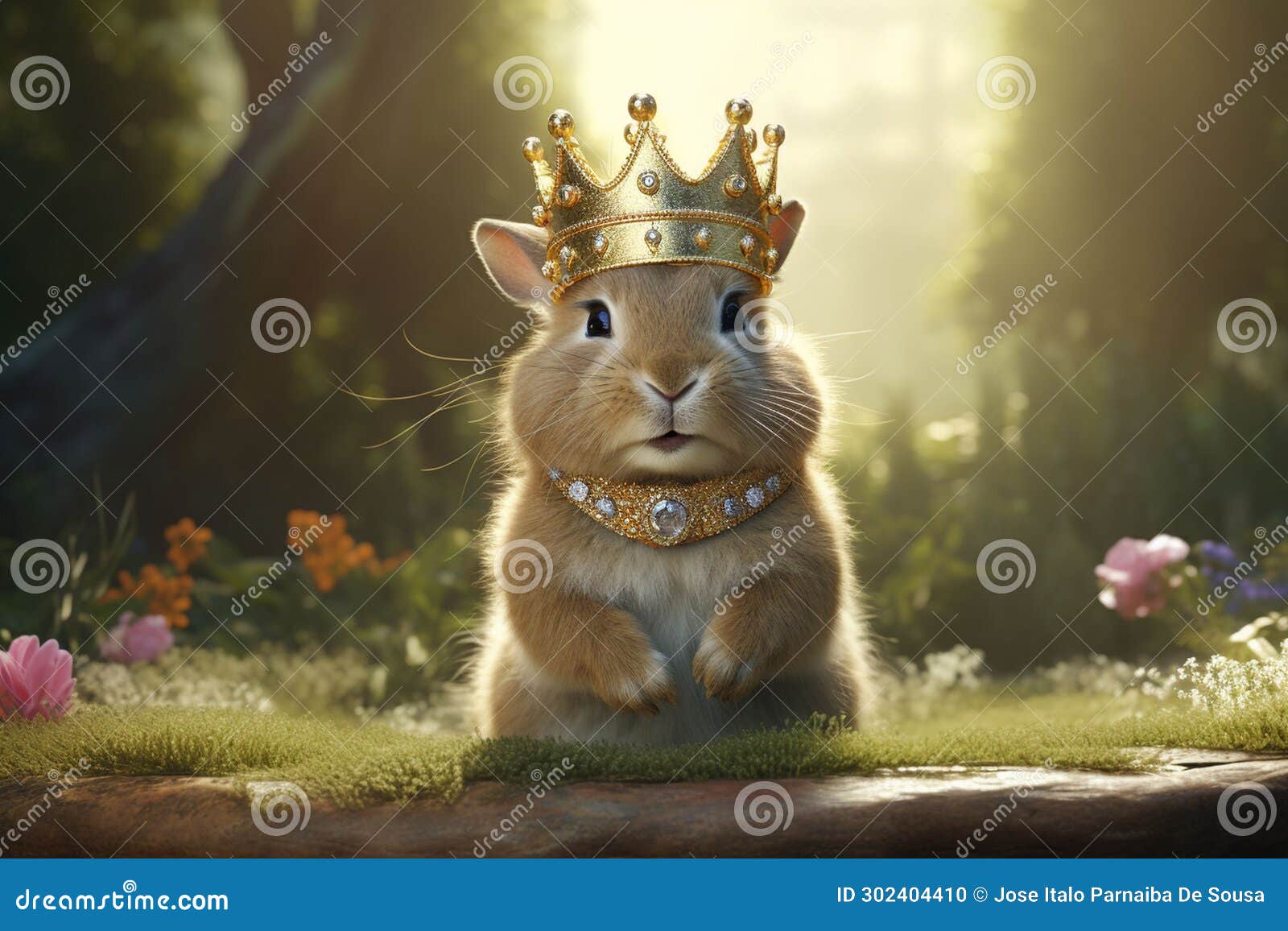 Playful Illustration of a Rabbit Wearing a Crown Stock Illustration ...