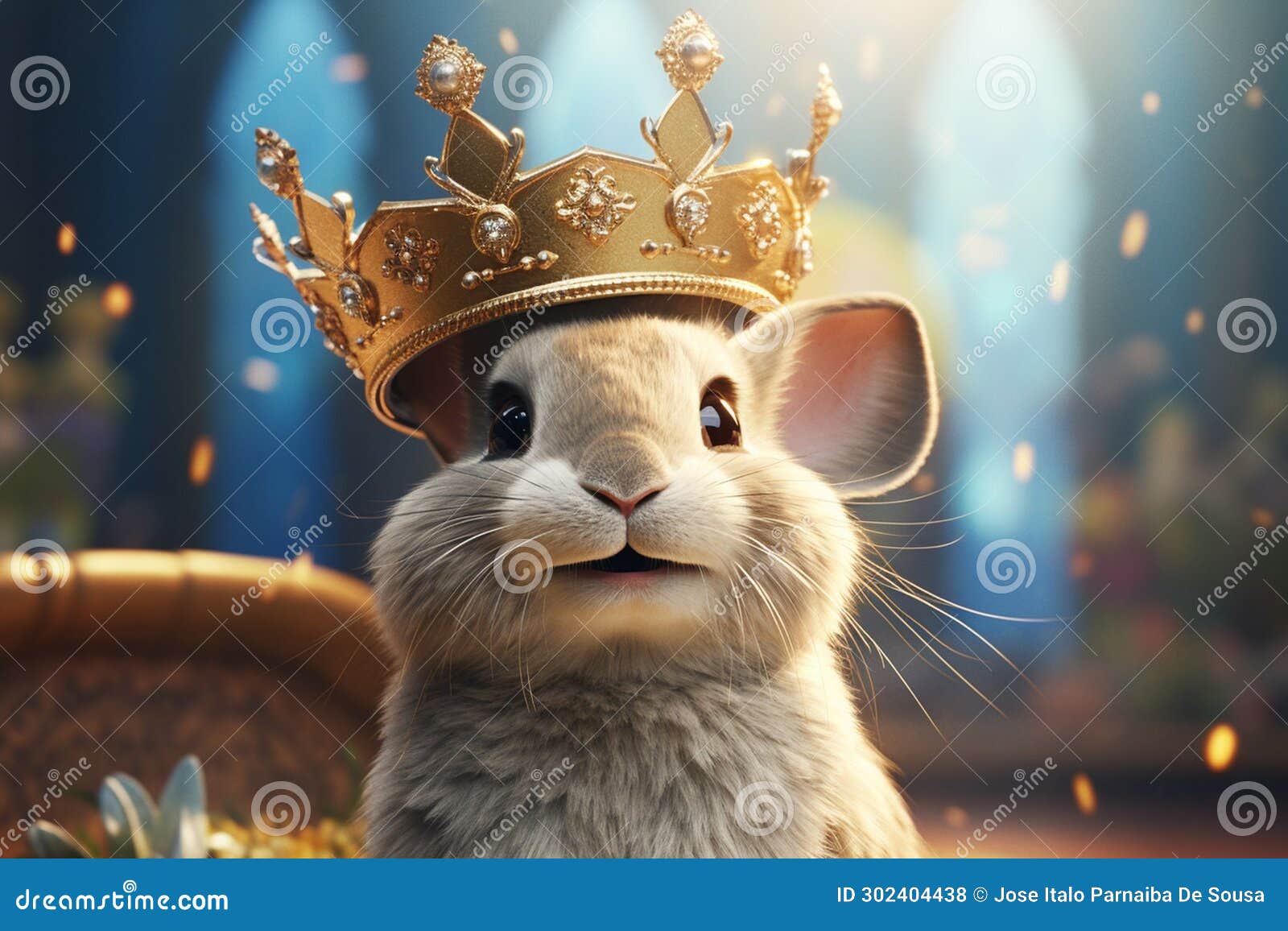 Playful Illustration of a Rabbit Wearing a Crown Stock Illustration ...