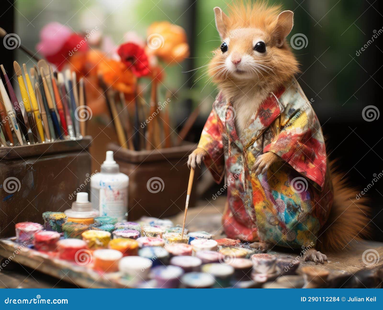 Squirrel Artist with Paintbrush in ISO Shot Stock Illustration ...
