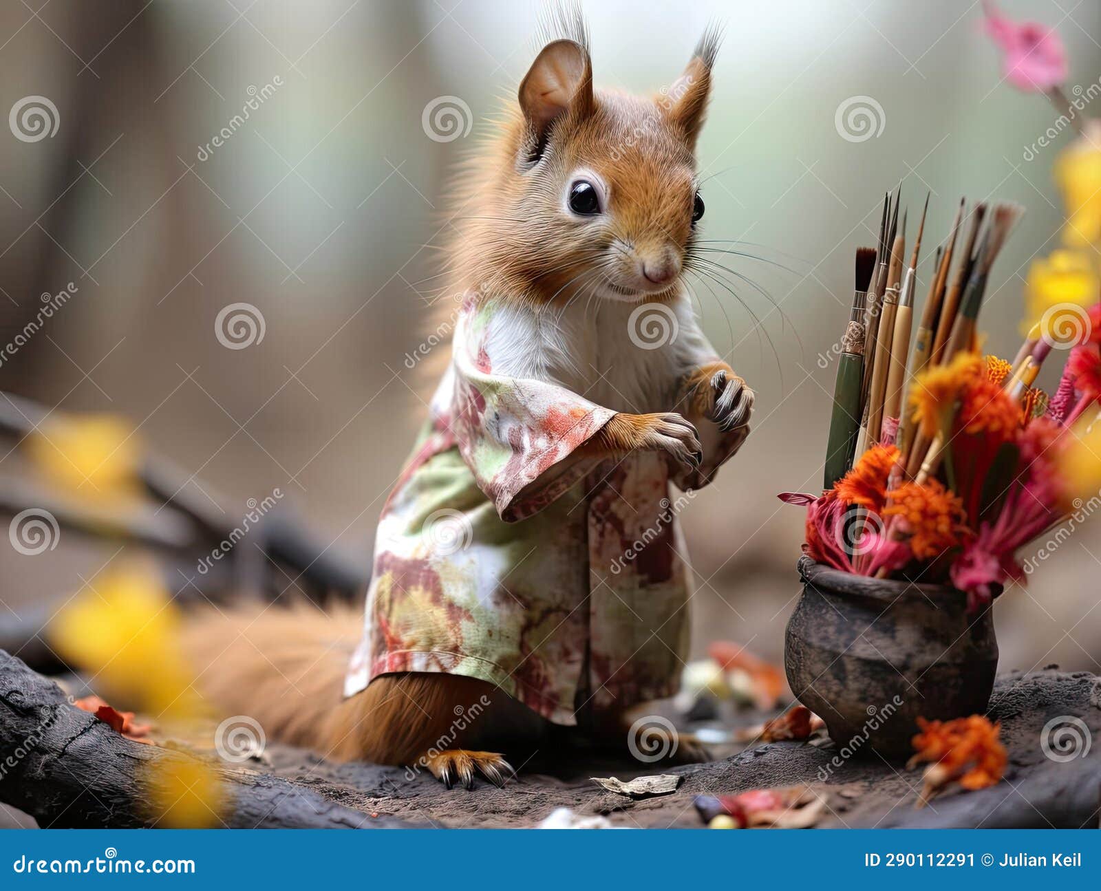 Squirrel Artist with Paintbrush in ISO Shot Stock Illustration ...