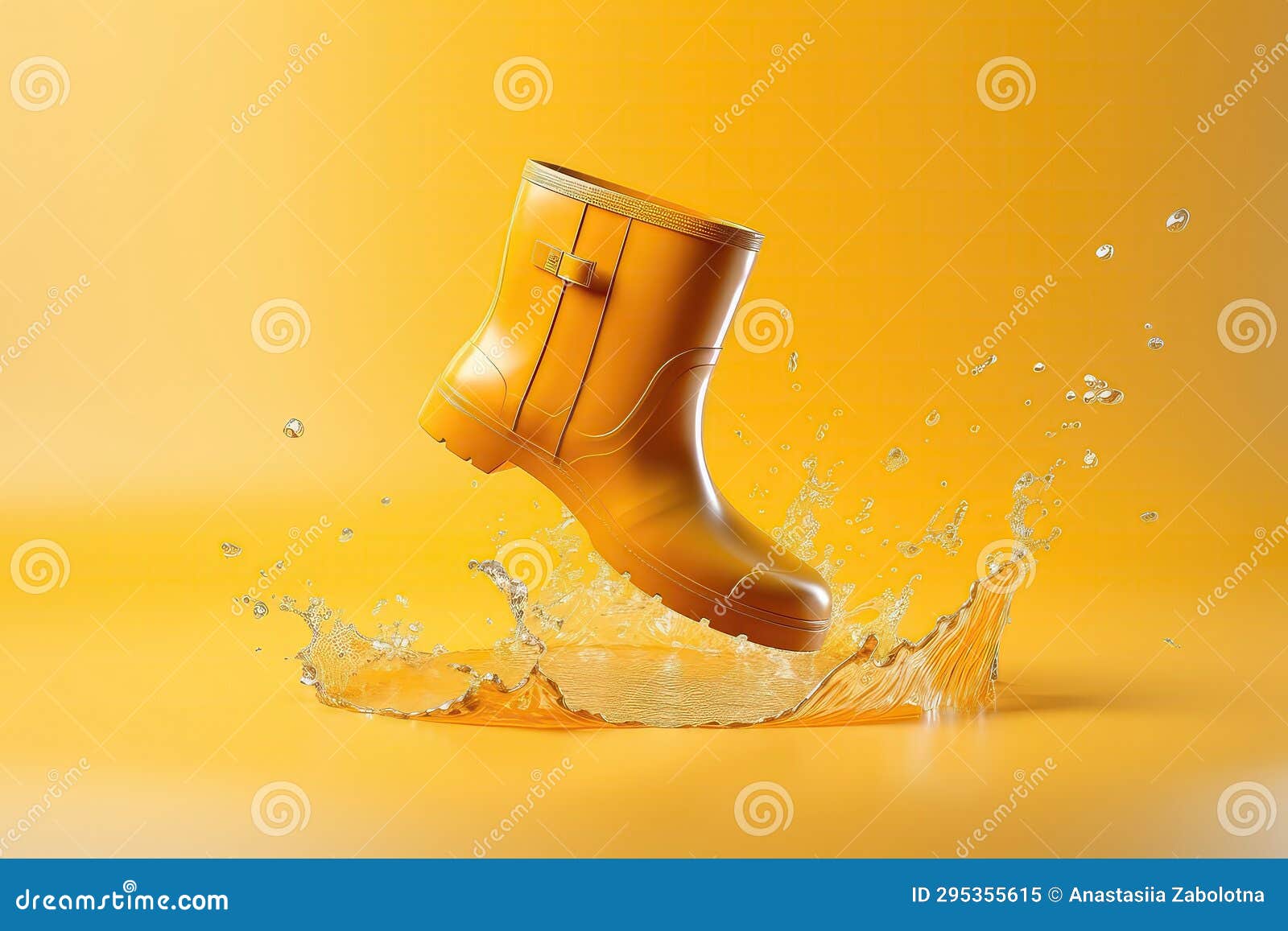 Playful Image of Rubber Boots Splashing in Puddle Stock Illustration ...