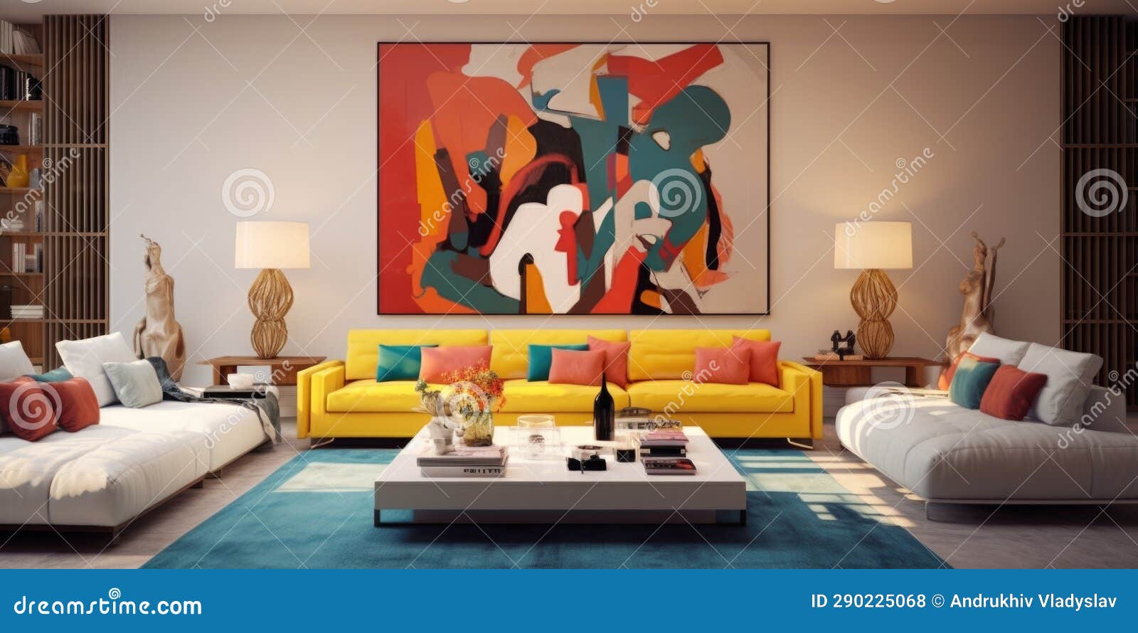 Playful Interior Design of Modern Living Room Stock Illustration ...