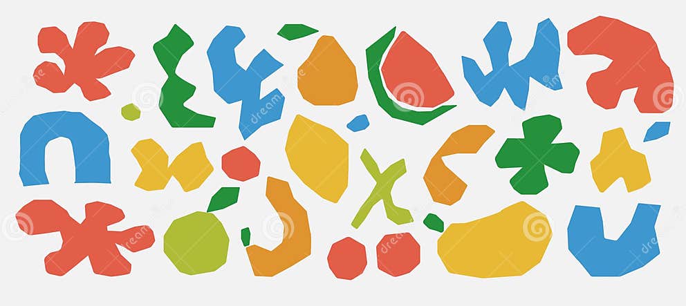 Playful Kind Background Doodle Cut Out Shape Elements. Set of Abstract ...