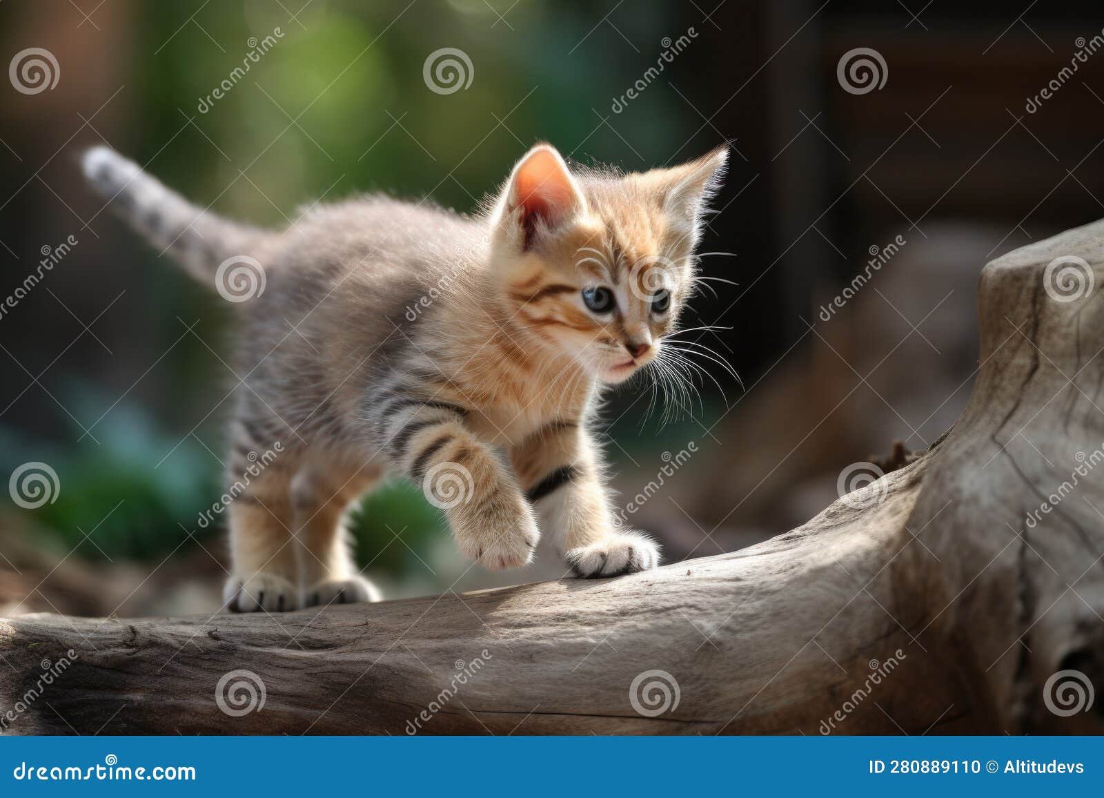 Playful Kitten Practicing Its Pouncing Skills, Springing Up and Down ...
