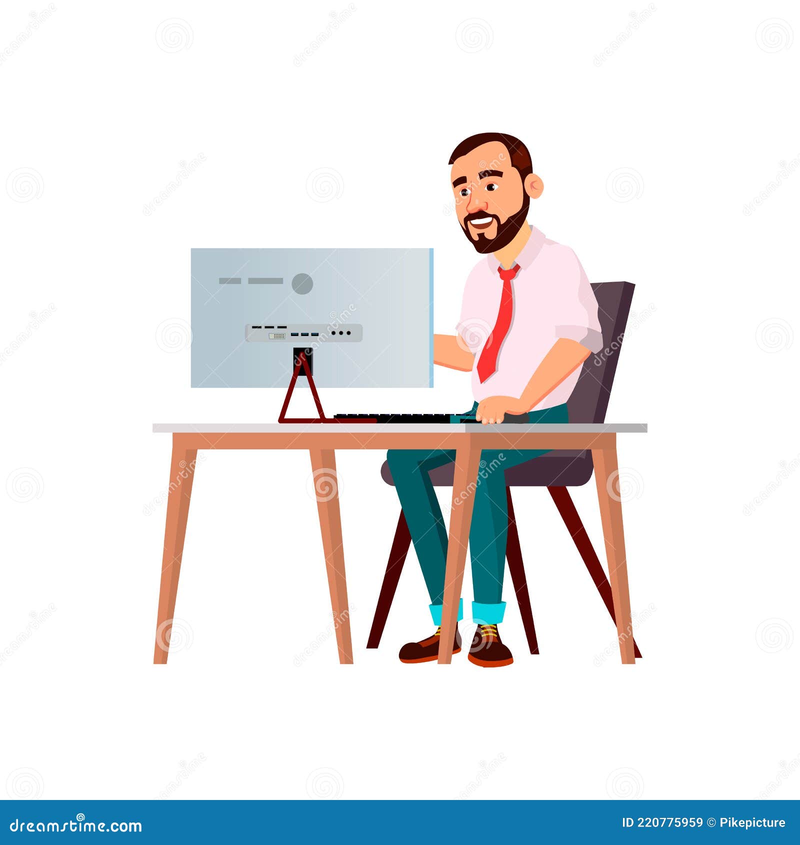 Playful Man Playing Video Game on Computer Cartoon Vector Stock Vector ...
