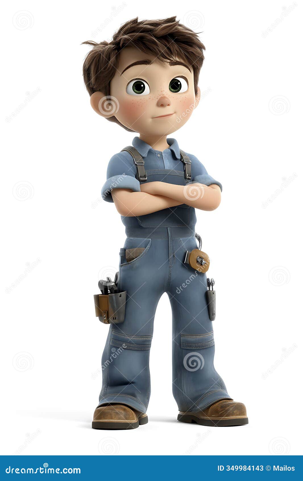 Playful Mechanic Boy Captivated by Tools in Pixar Style Stock Image ...