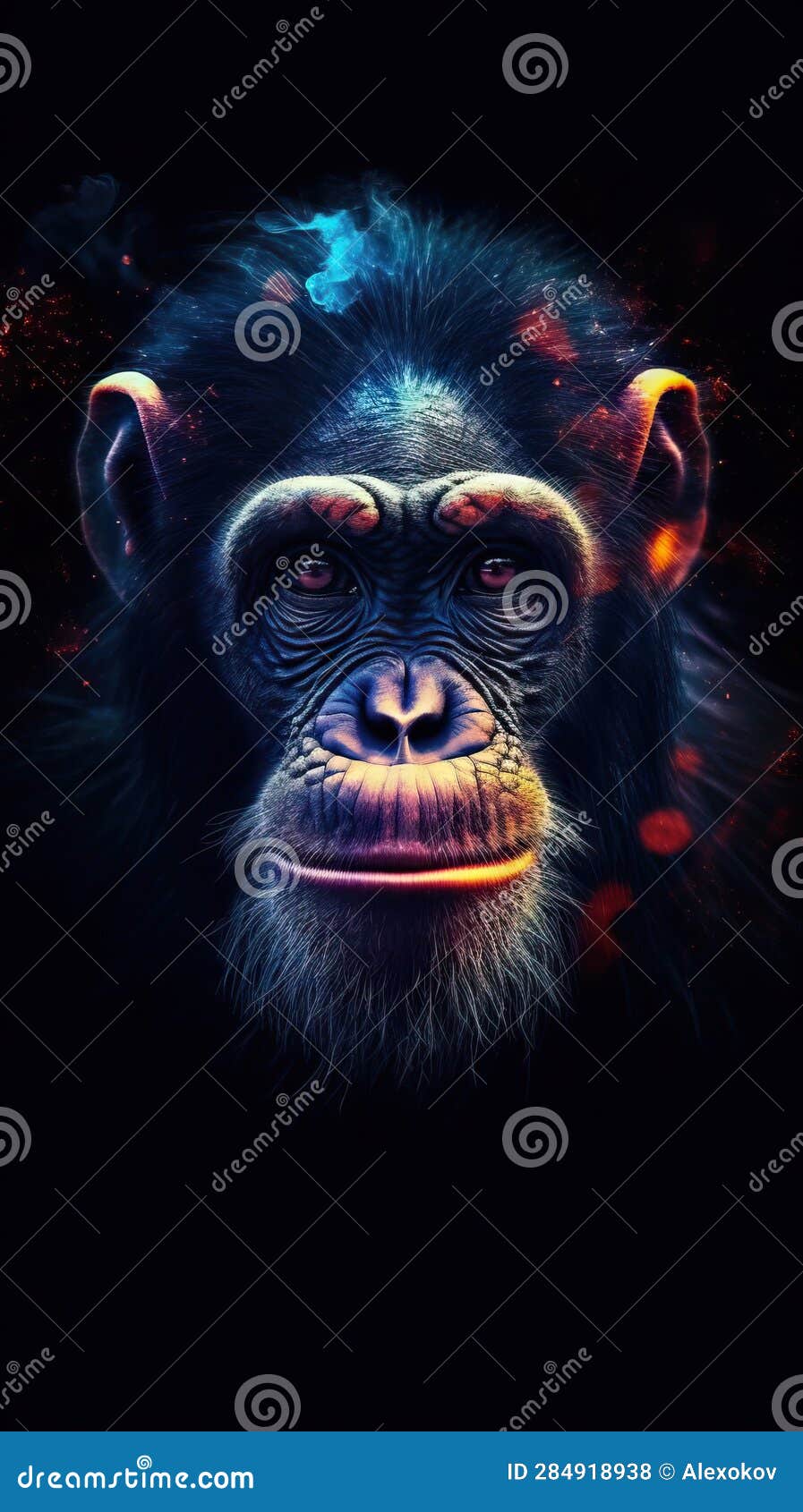 Playful Monkey Collage on Dark Background AI Generated Stock ...