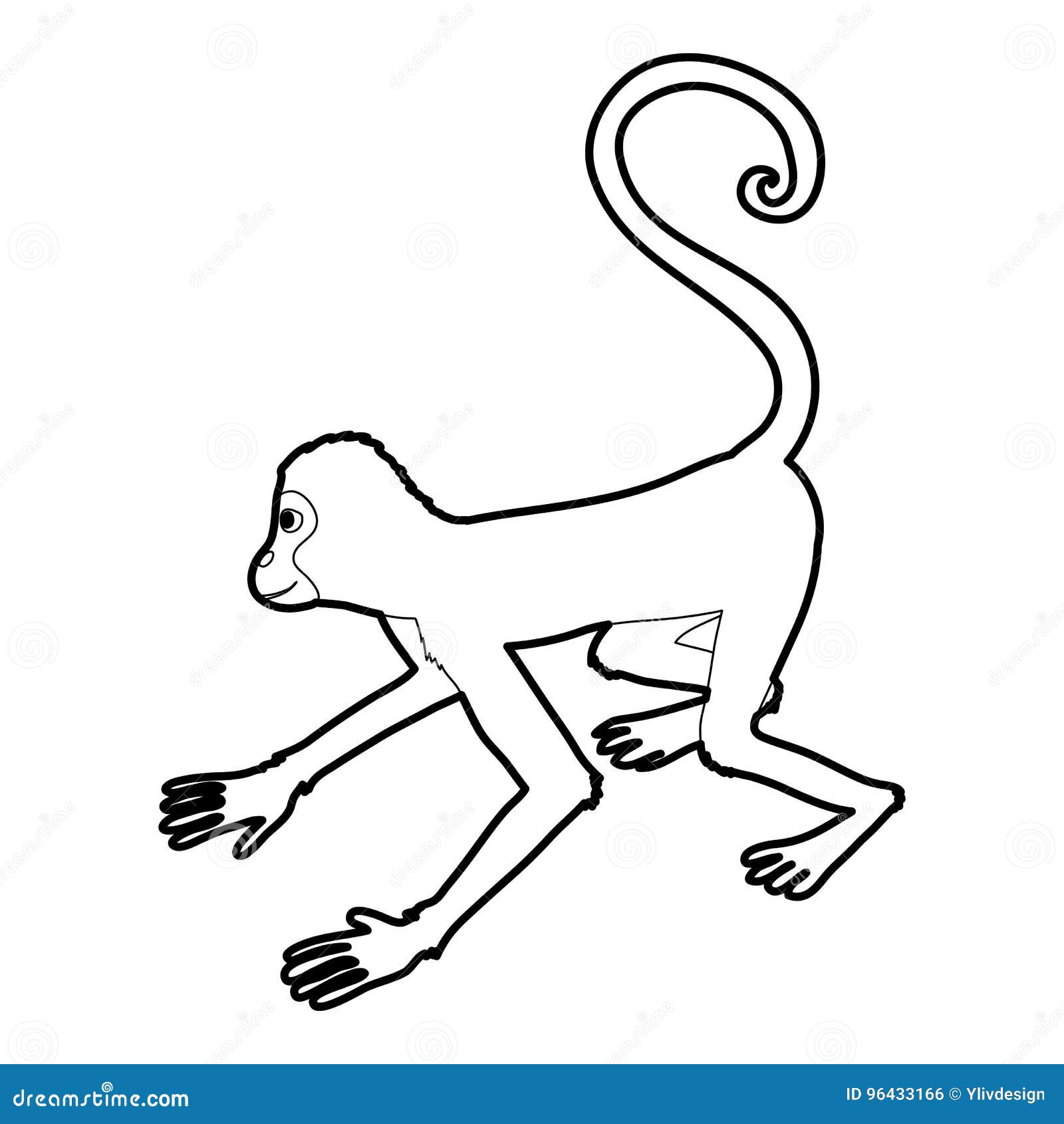 Playful Monkey Icon Outline Stock Vector - Illustration of female ...