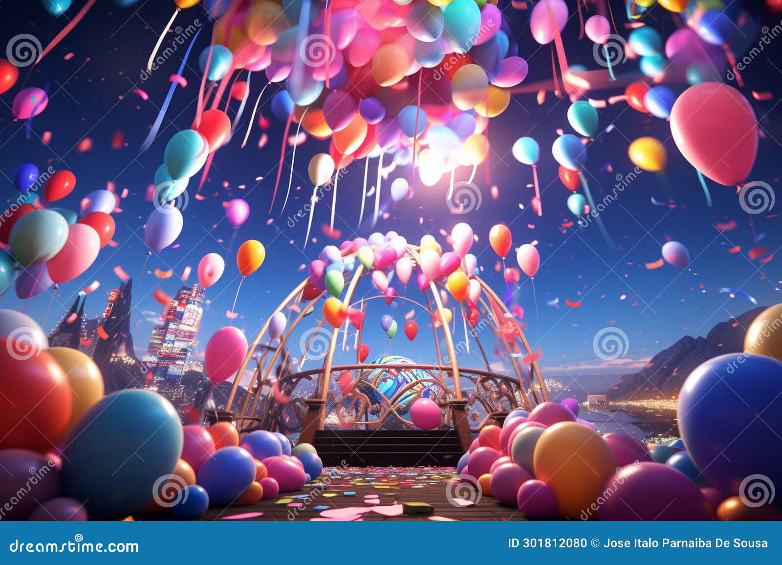 Playful New Years Scene with Cartoonstyle Stock Illustration ...