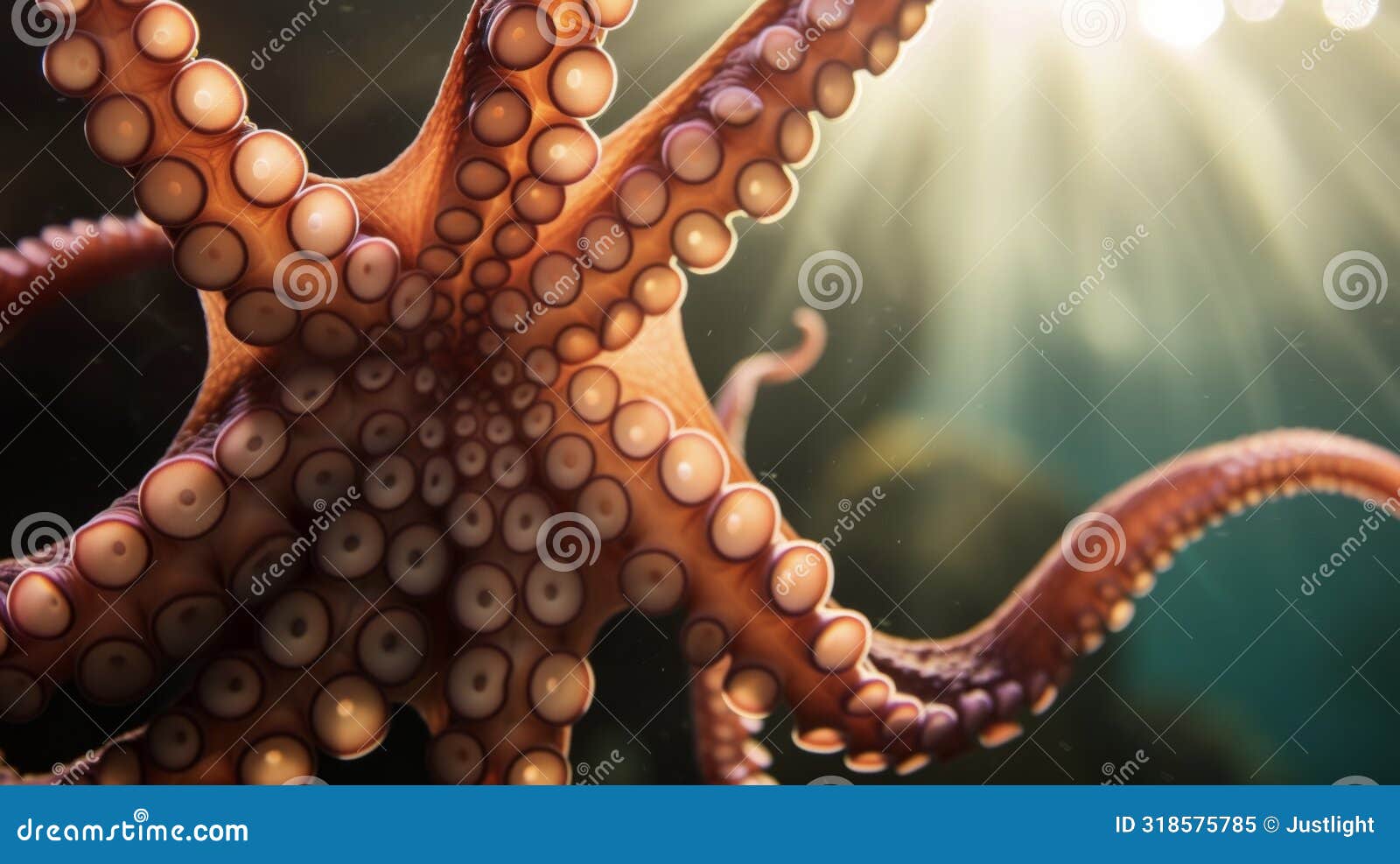 A Playful Octopus Hidden in the Shadows Tentacles Reaching Out Stock ...