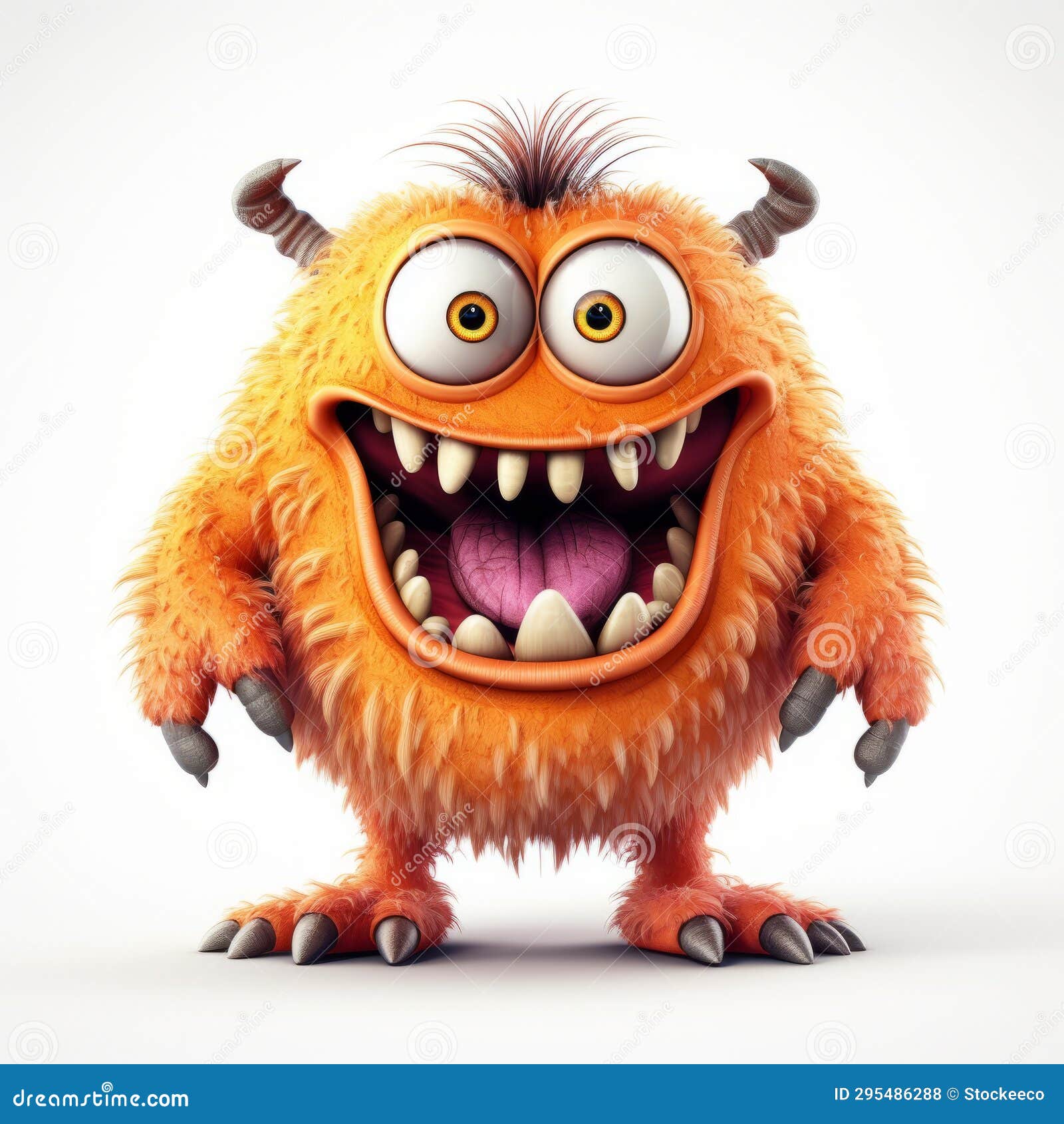 Playful Orange Monster on White Background Stock Illustration ...