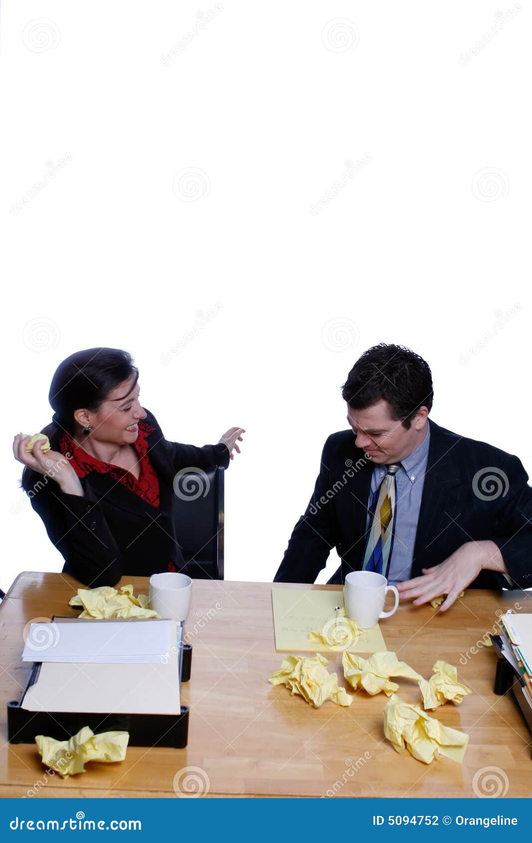 Playful Paper Fight stock photo. Image of female, executive - 5094752