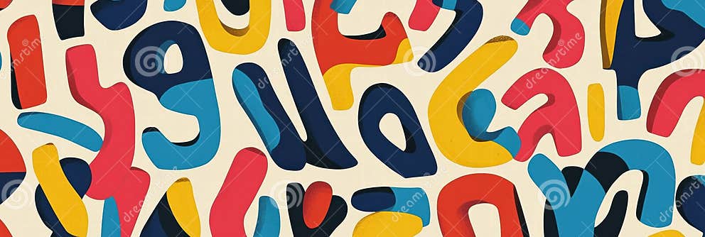 Playful Pattern of Colorful Stylized Alphabet Letters Creating a ...