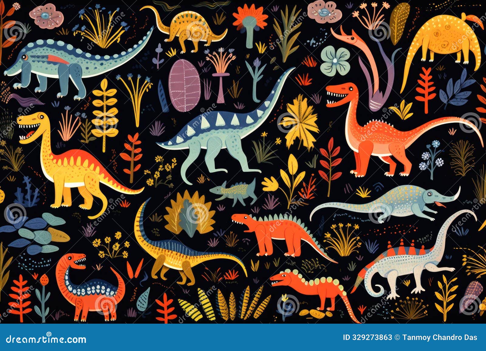 A Playful Pattern of Dinosaurs in a Prehistoric Setting, AI Generated ...