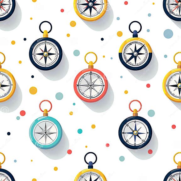 Colorful Compass Pattern with Dots on a White Background Showcasing ...