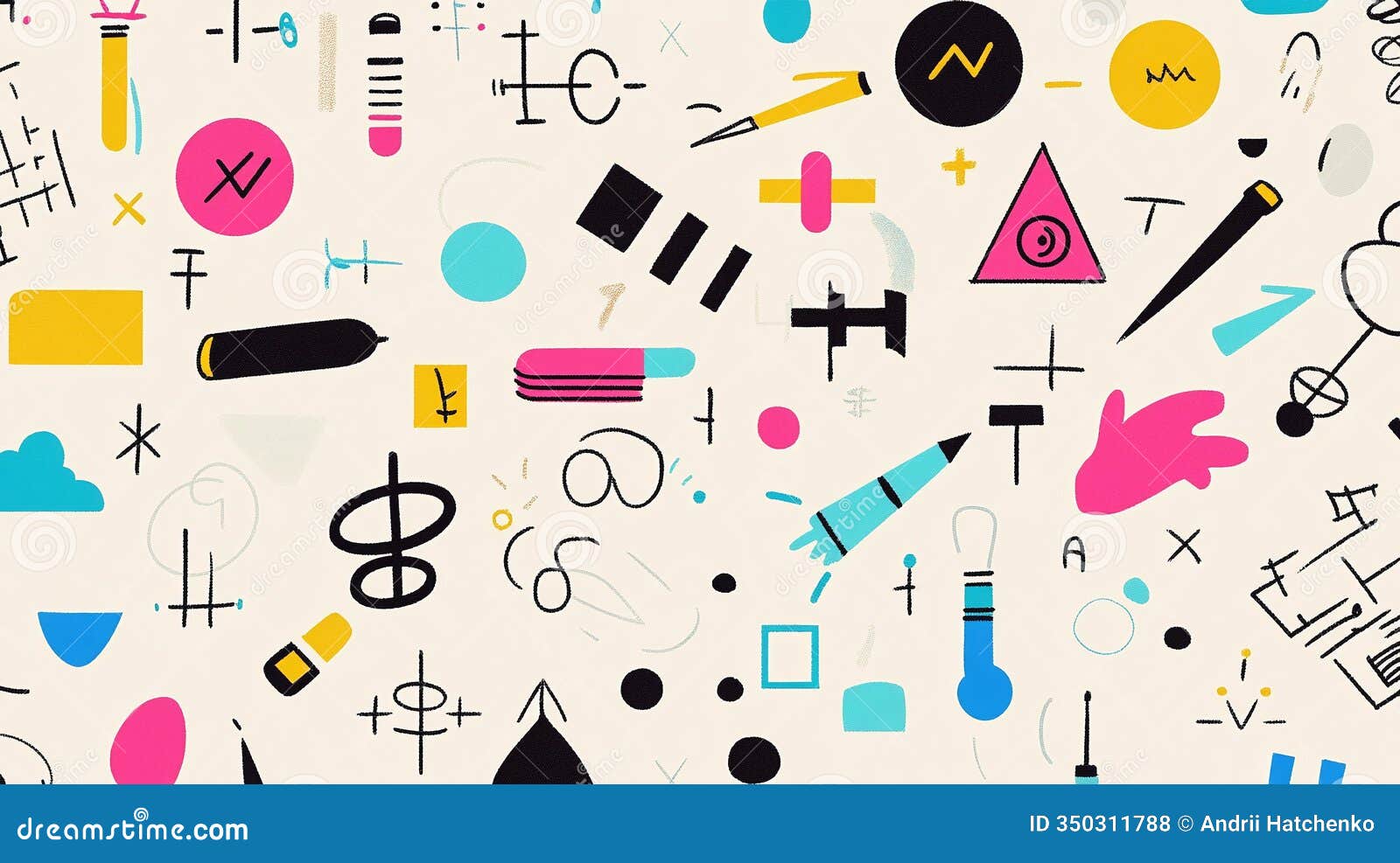 Playful Pattern of Scientific Symbols and Educational Elements Rendered ...