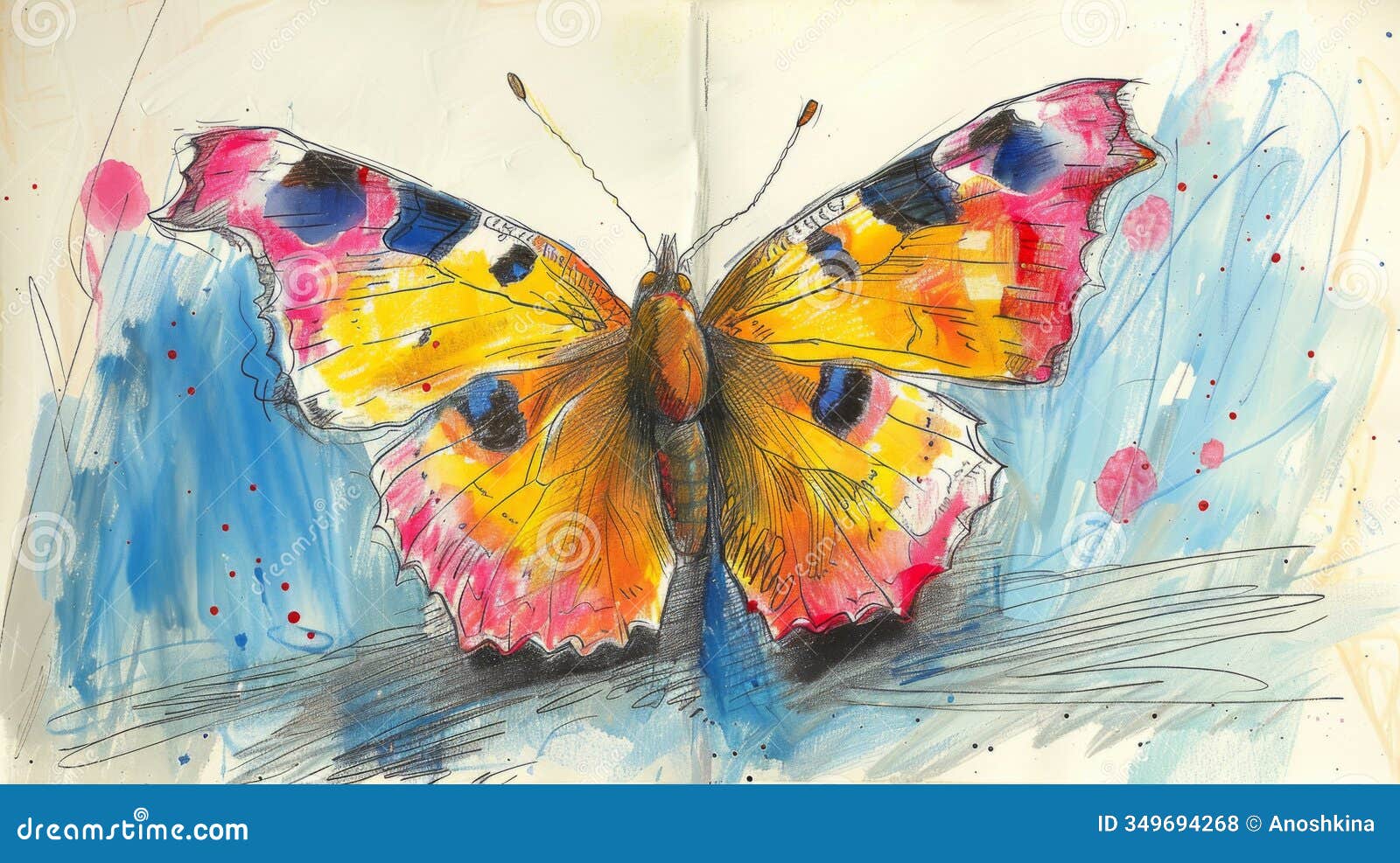 Playful Pencil Drawing in a Childlike Style Stock Illustration ...