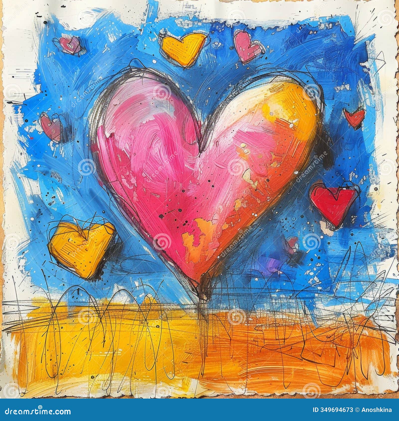 Playful Pencil Drawing in a Childlike Style Stock Illustration ...