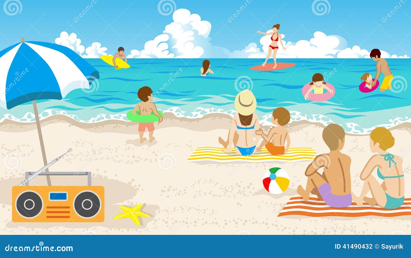 Playful People in Summer Beach Stock Vector - Illustration of child ...