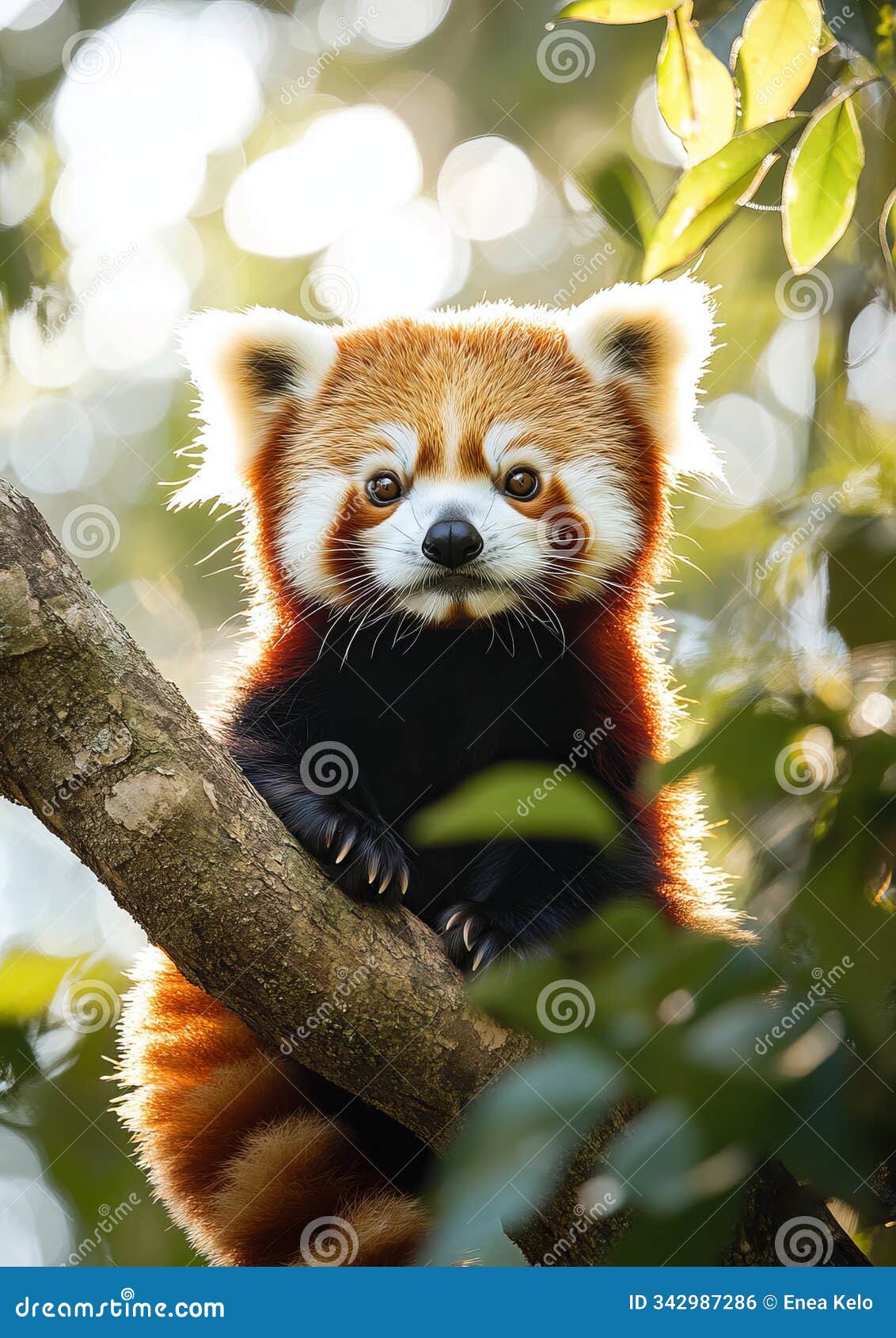 Playful Red Panda among Greenery Stock Illustration - Illustration of ...