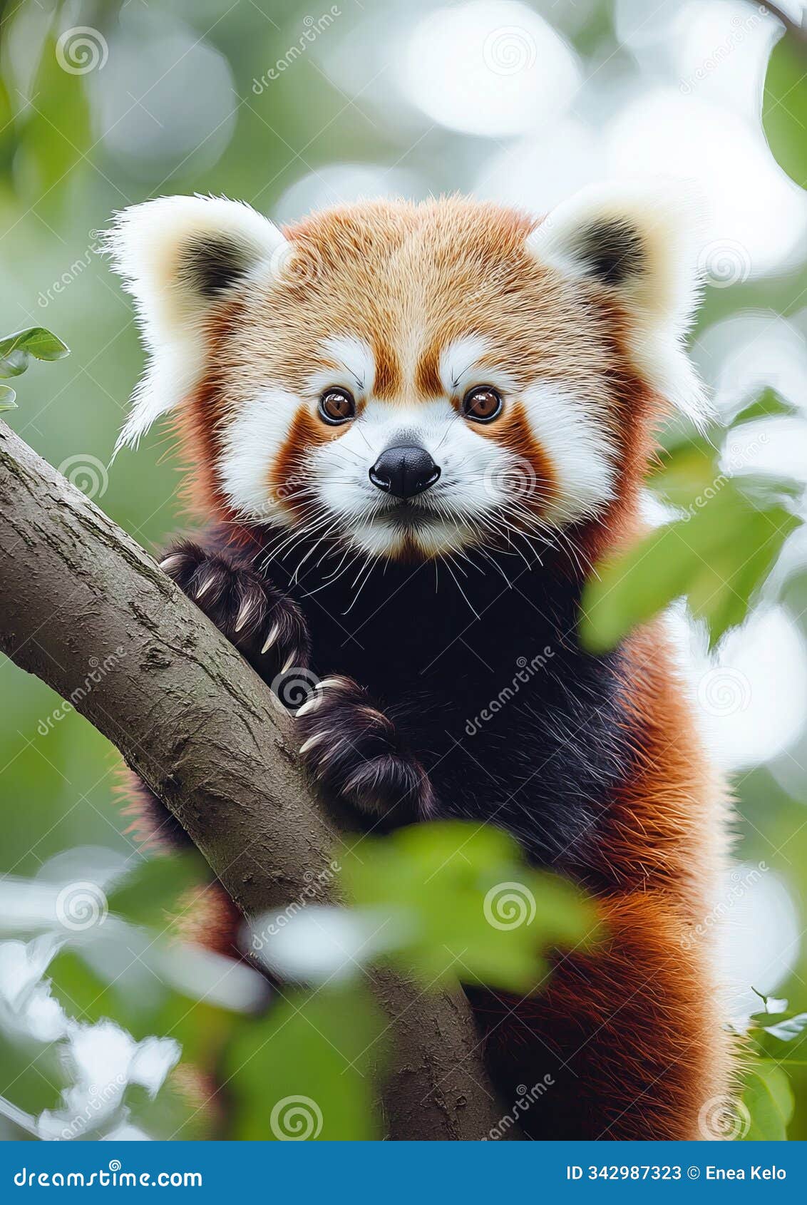 Playful Red Panda among Greenery Stock Illustration - Illustration of ...