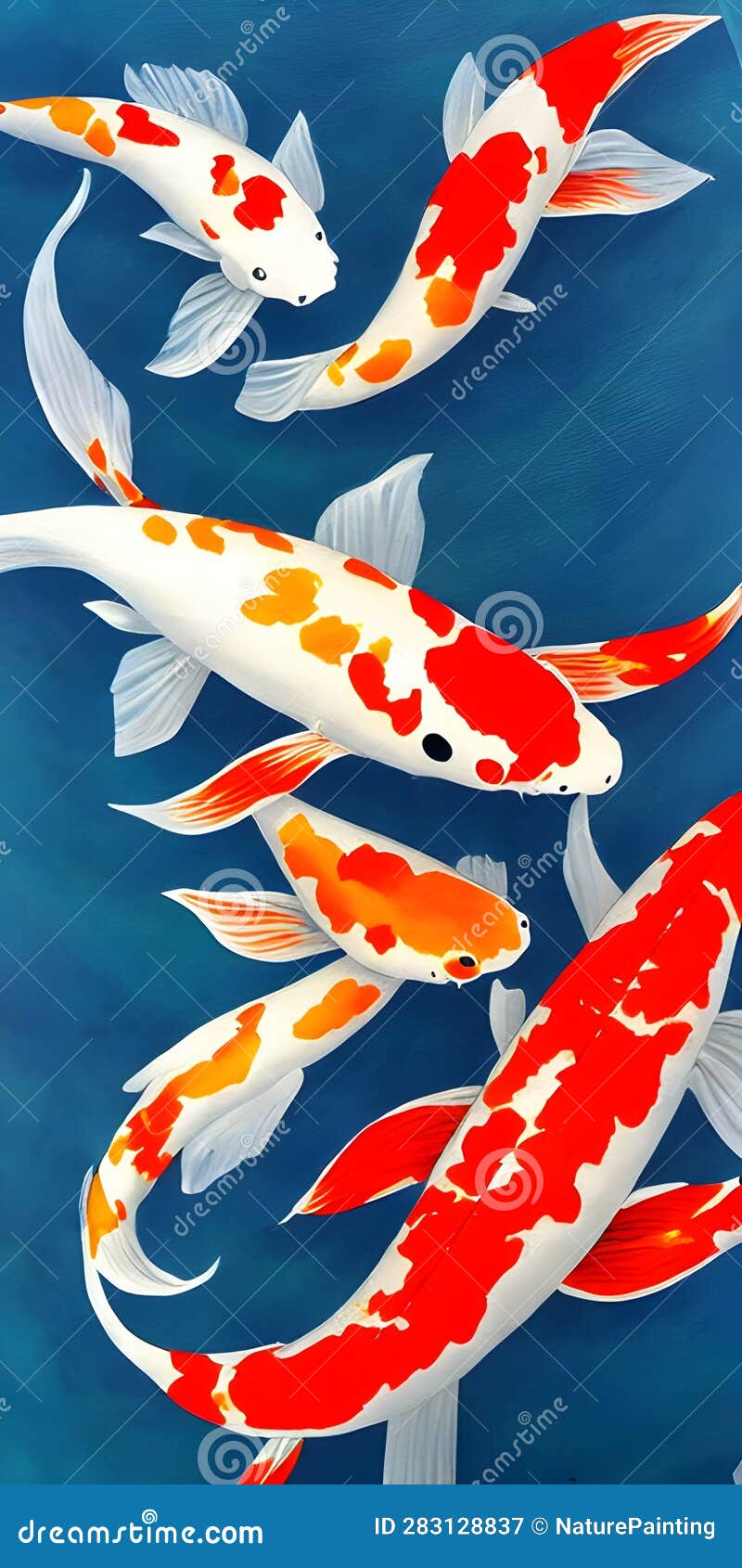 Playful Ripples: Dynamic Digital Koi Fish Artistry Stock Illustration ...