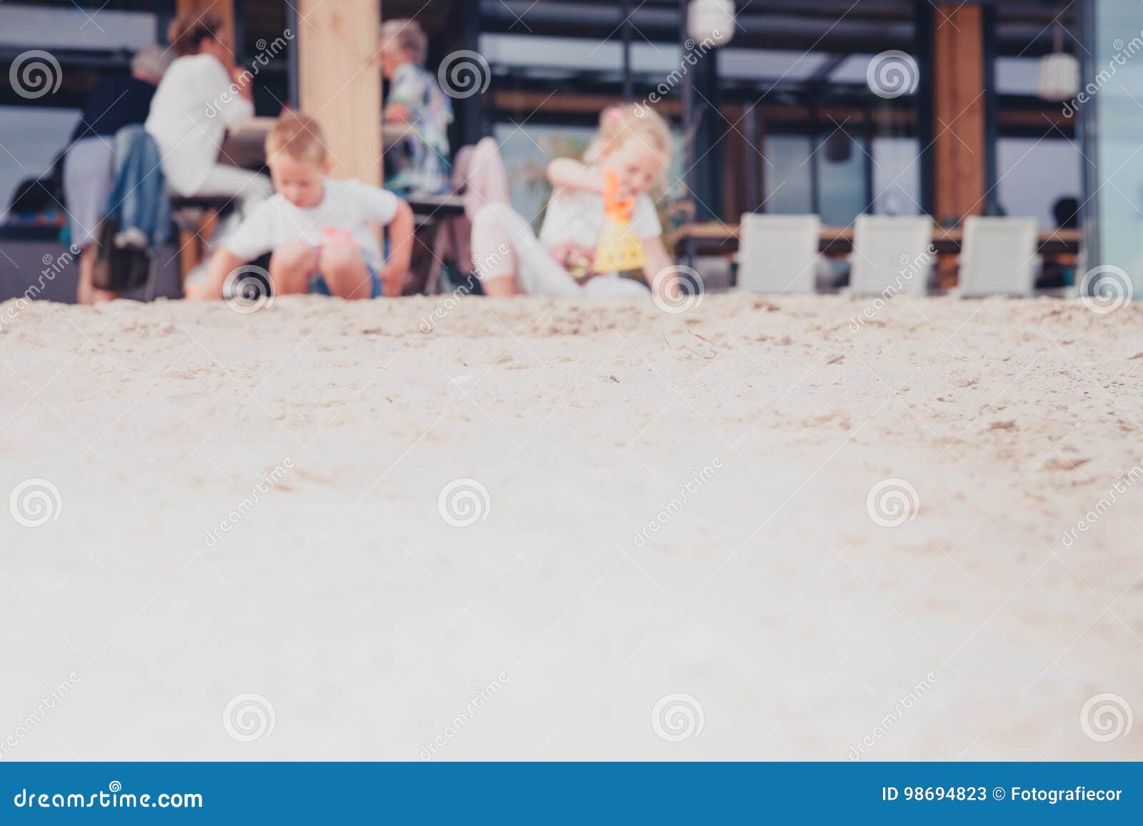 Playful Scene with Children on the Beach Stock Image - Image of resort ...