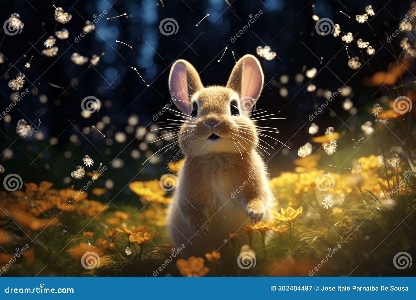 Playful Scene of a Rabbit Engaged in a Magical Stock Illustration ...