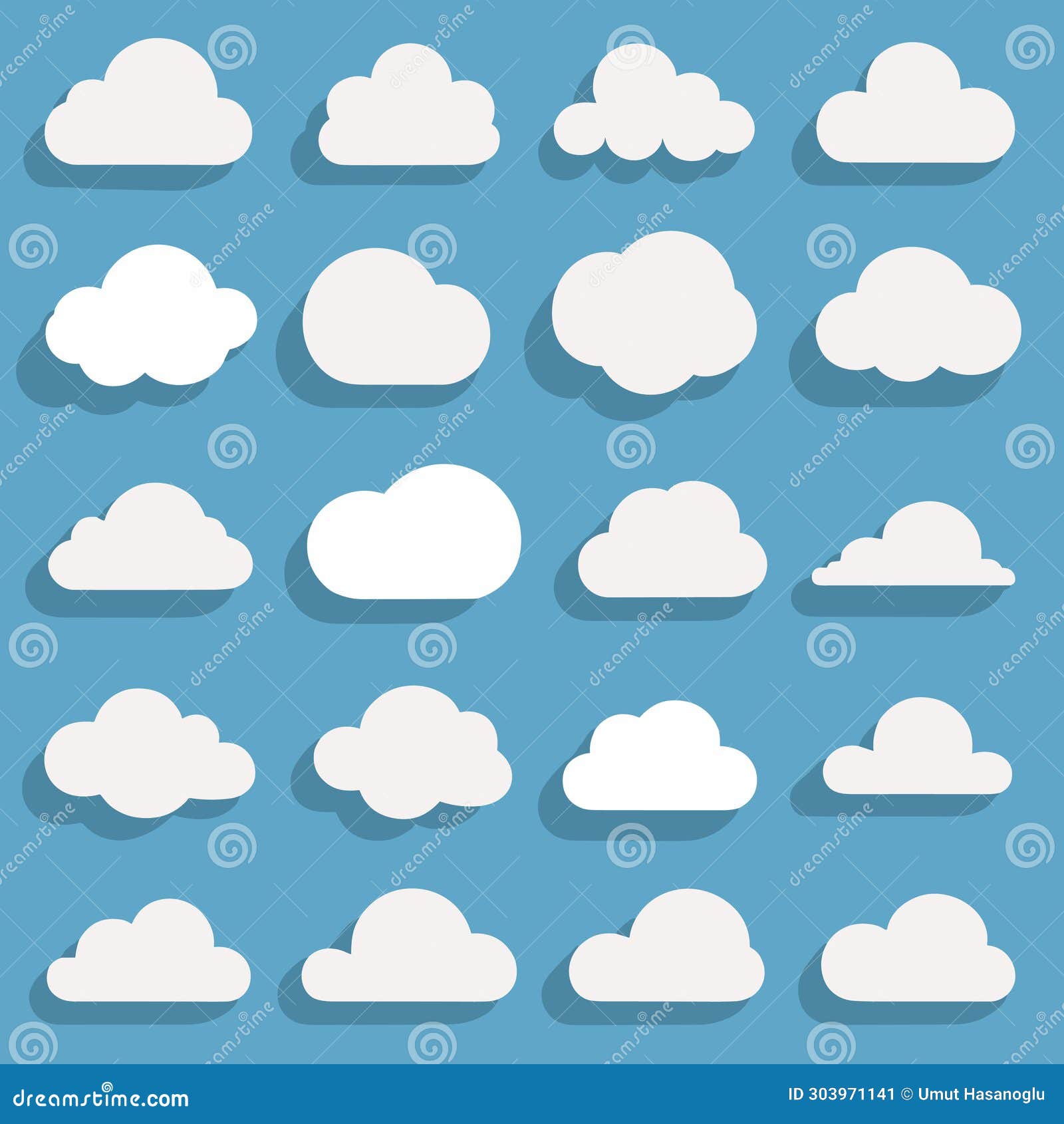 Cloud Pattern Illustration on Blue Background Clouds Vector Collection Stock Vector ...