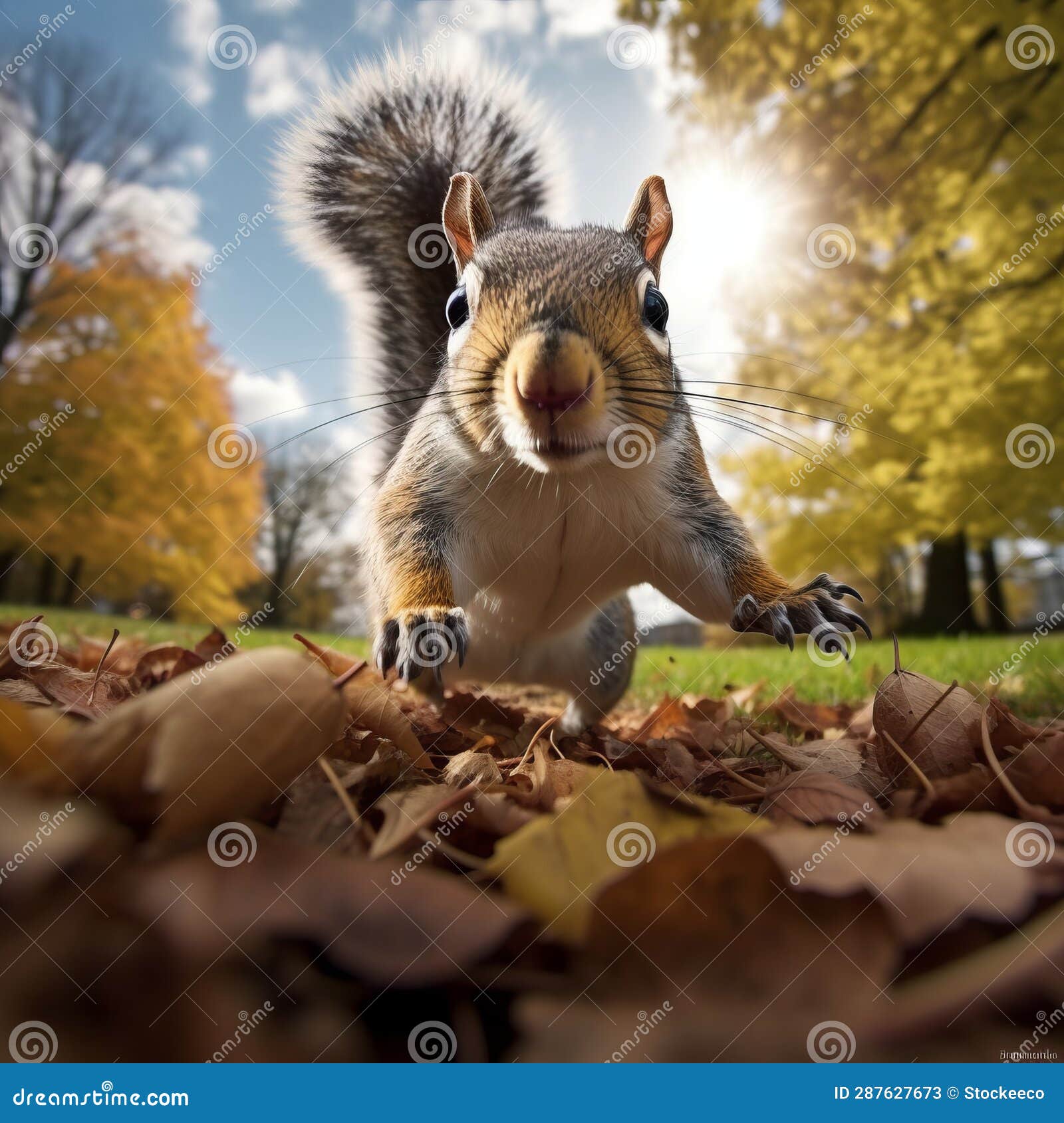 Playful Squirrel in a Field of Leaves - Hyperrealistic Nature ...
