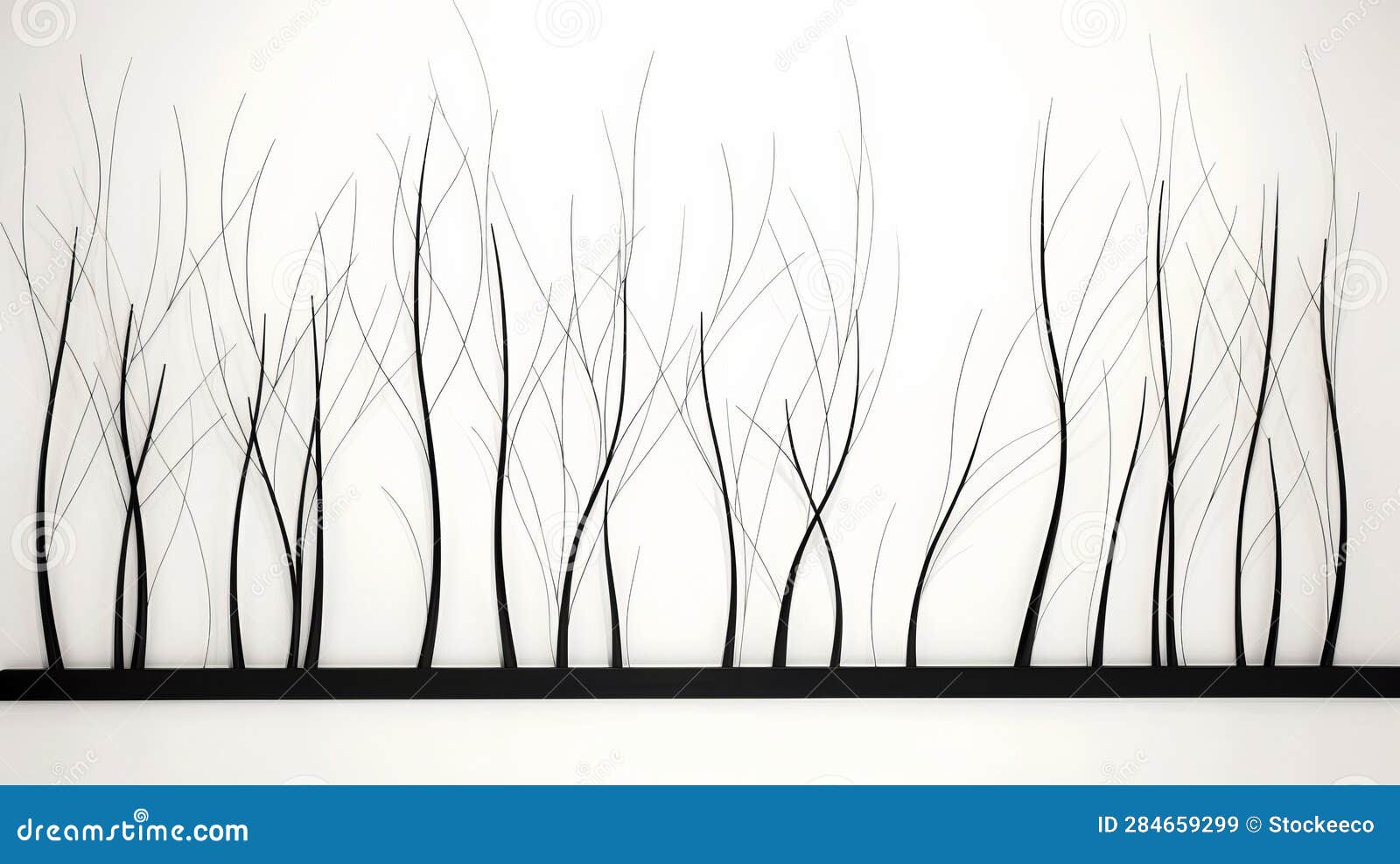 Playful Streamlined Forms: Black Tree Branches in a White Wall Stock ...
