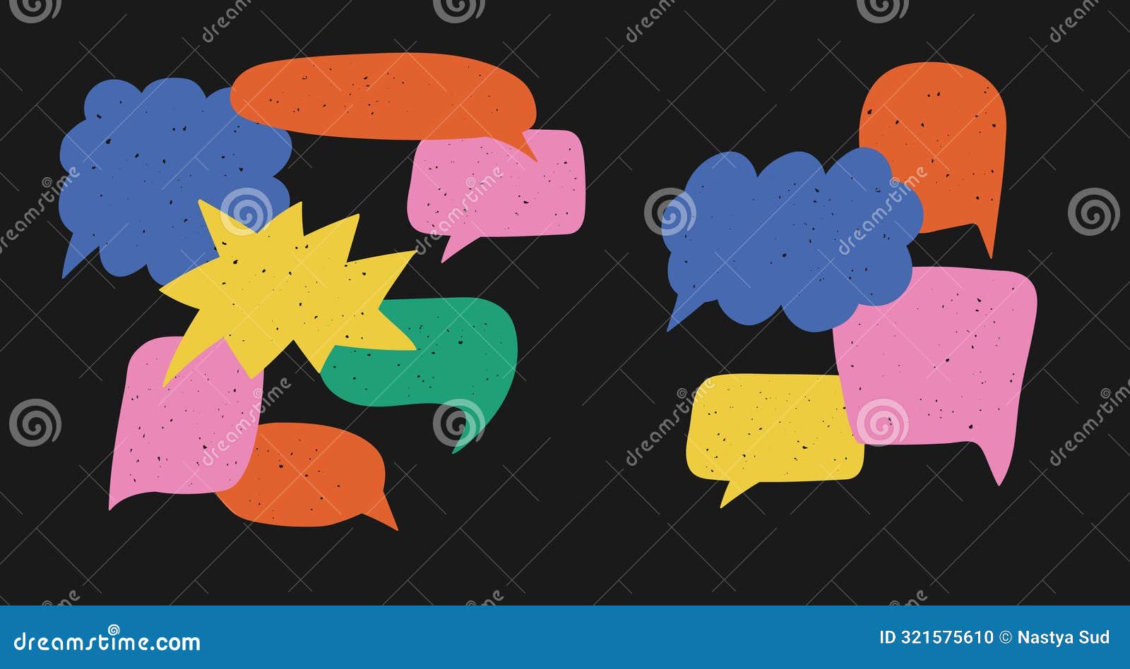 Playful Textured Bubble Chats. Composition Communication Chat. Text Box ...