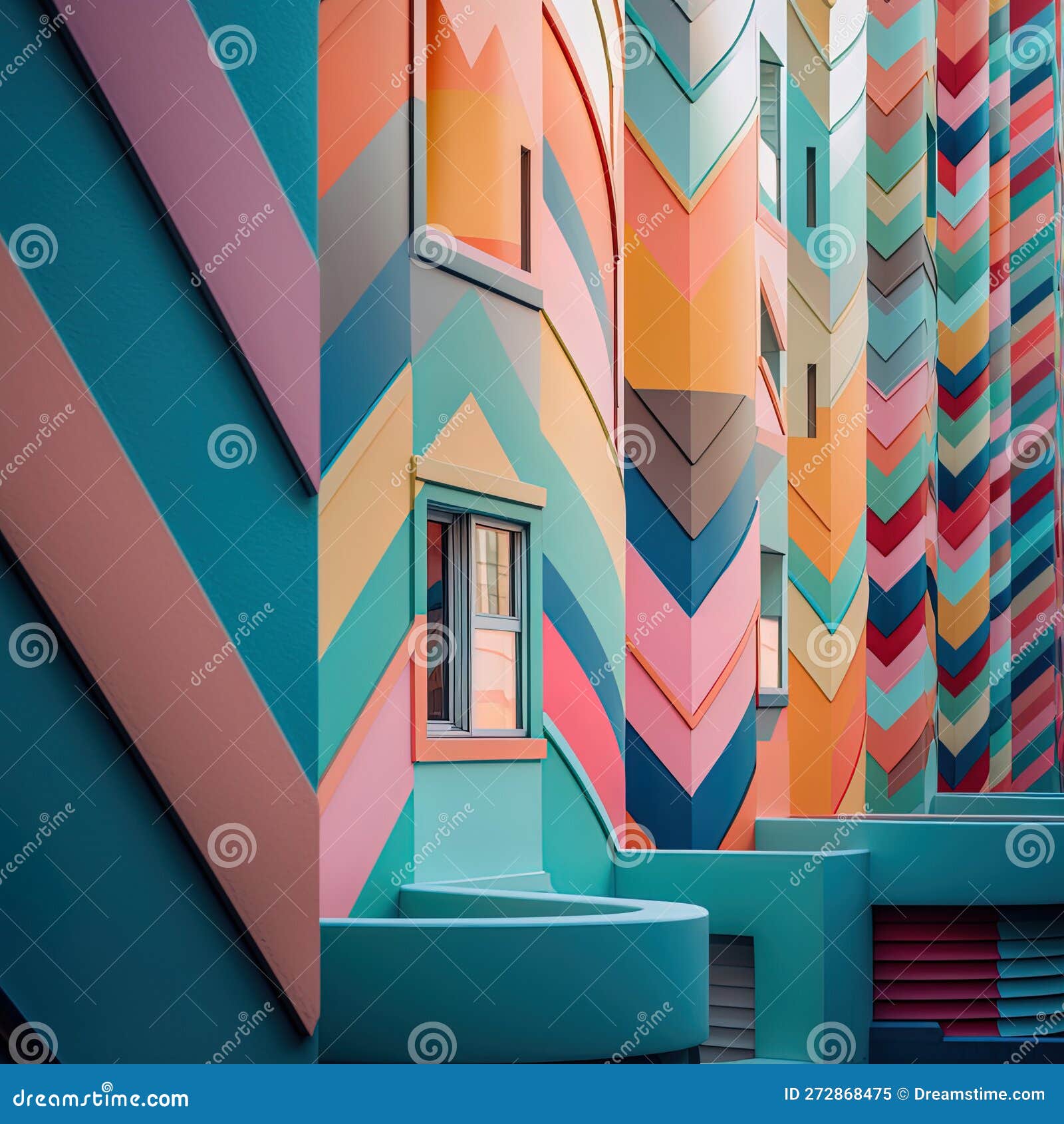 A Modern Building with Fun and Pastel Patterns Stock Illustration ...