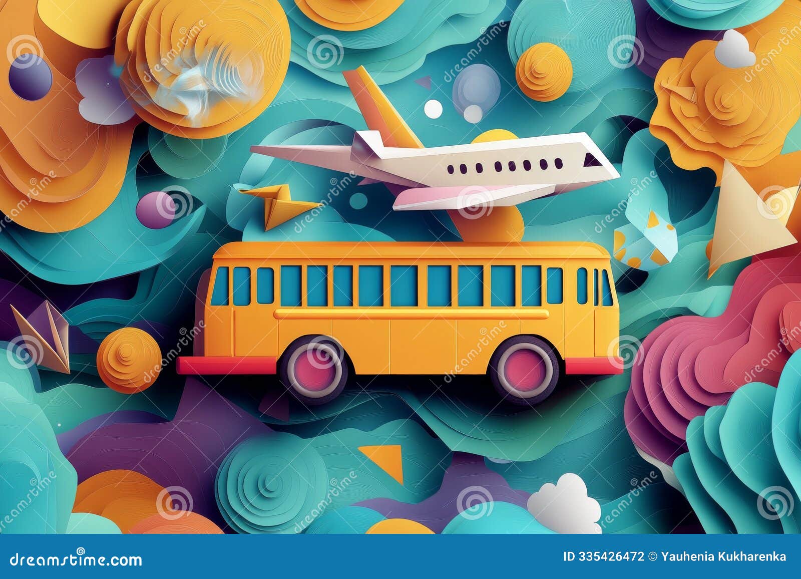 Colorful School Bus Educational Vector Design Stock Illustration ...