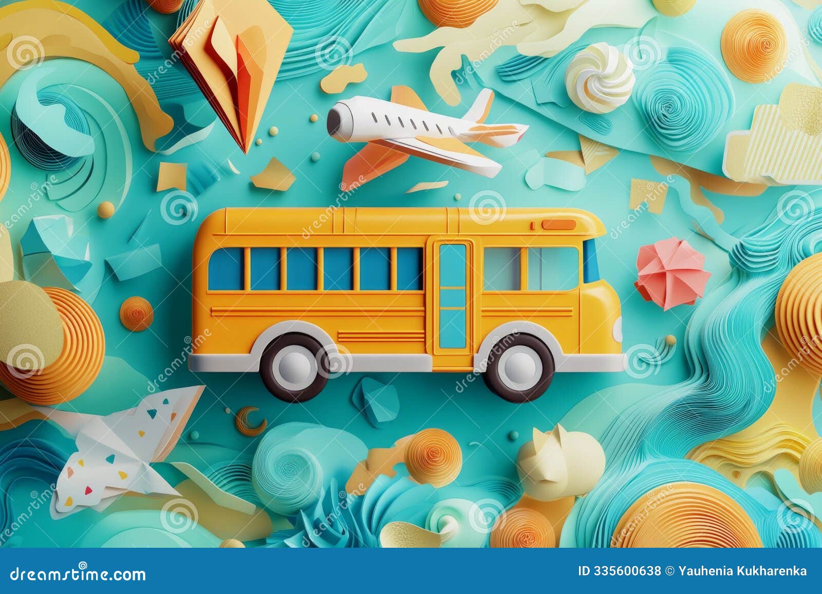 Colorful School Bus Educational Vector Design Stock Illustration ...